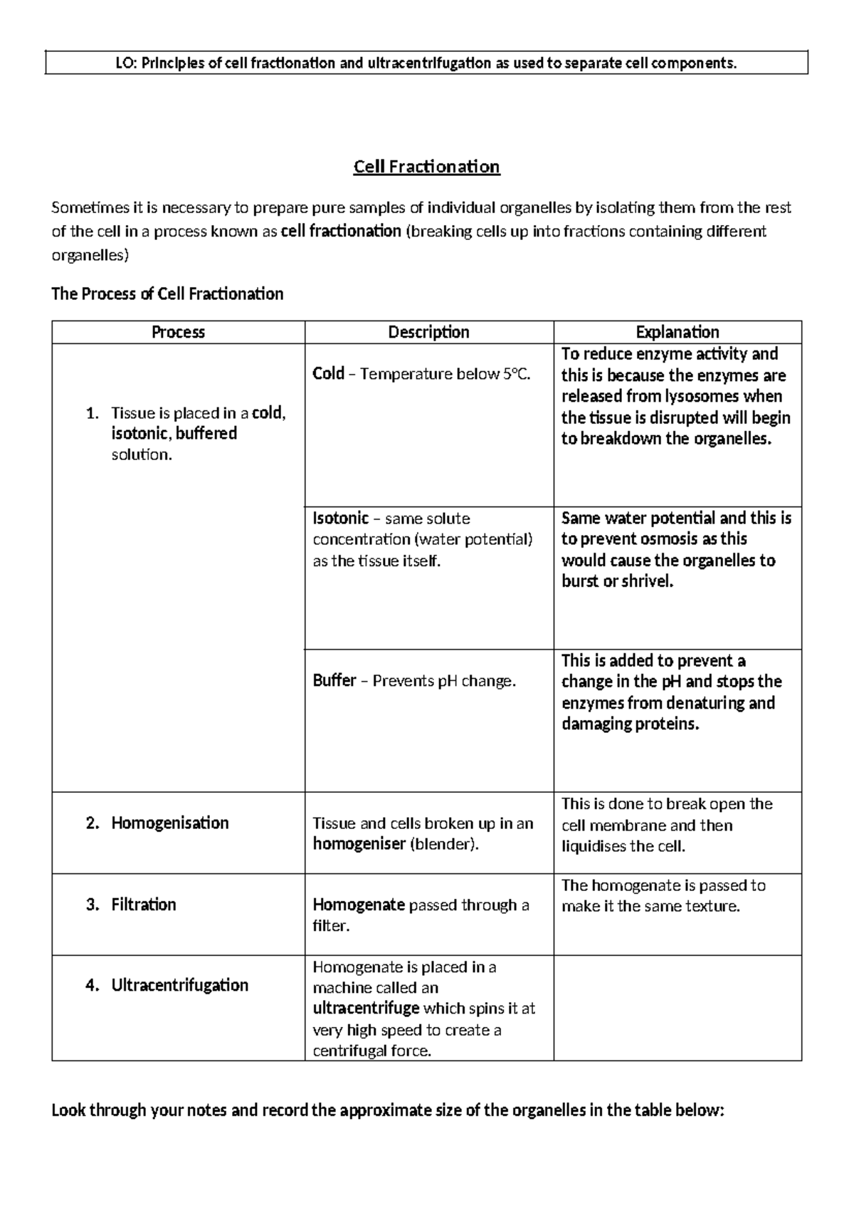 Cell Fractionation Worksheet - RSW: Understanding Organelles Separation ...