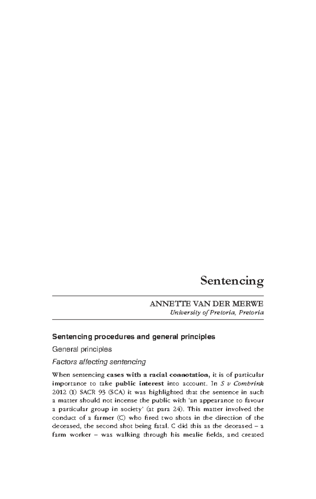 Recent Cases on Sentencing Principles and Procedures (151) - Studocu