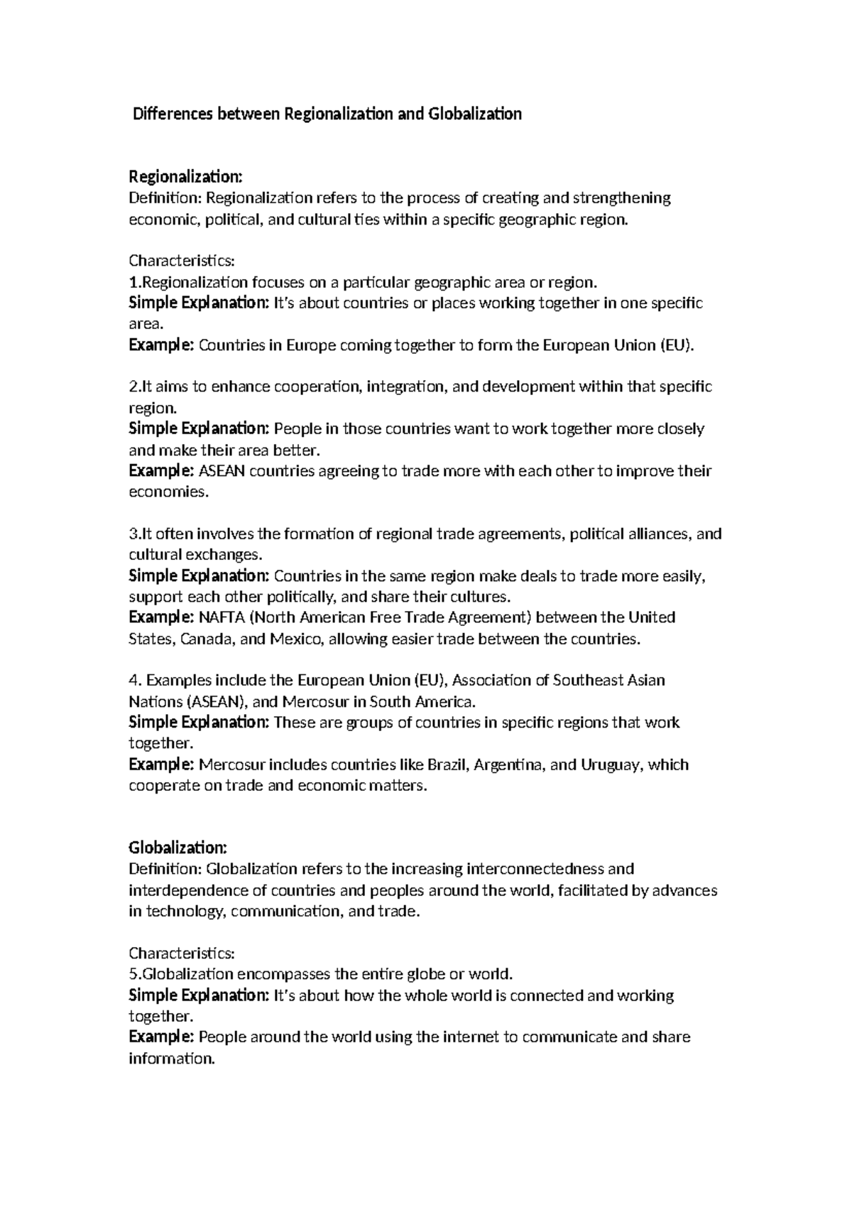 Regionalization vs Globalization: Key Differences Explained - Studocu