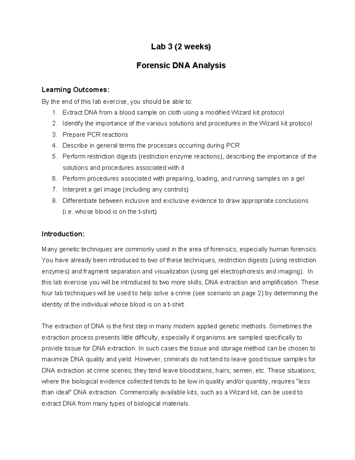 Forensic DNA Analysis - Lab 3 Manual (F23) - Studocu