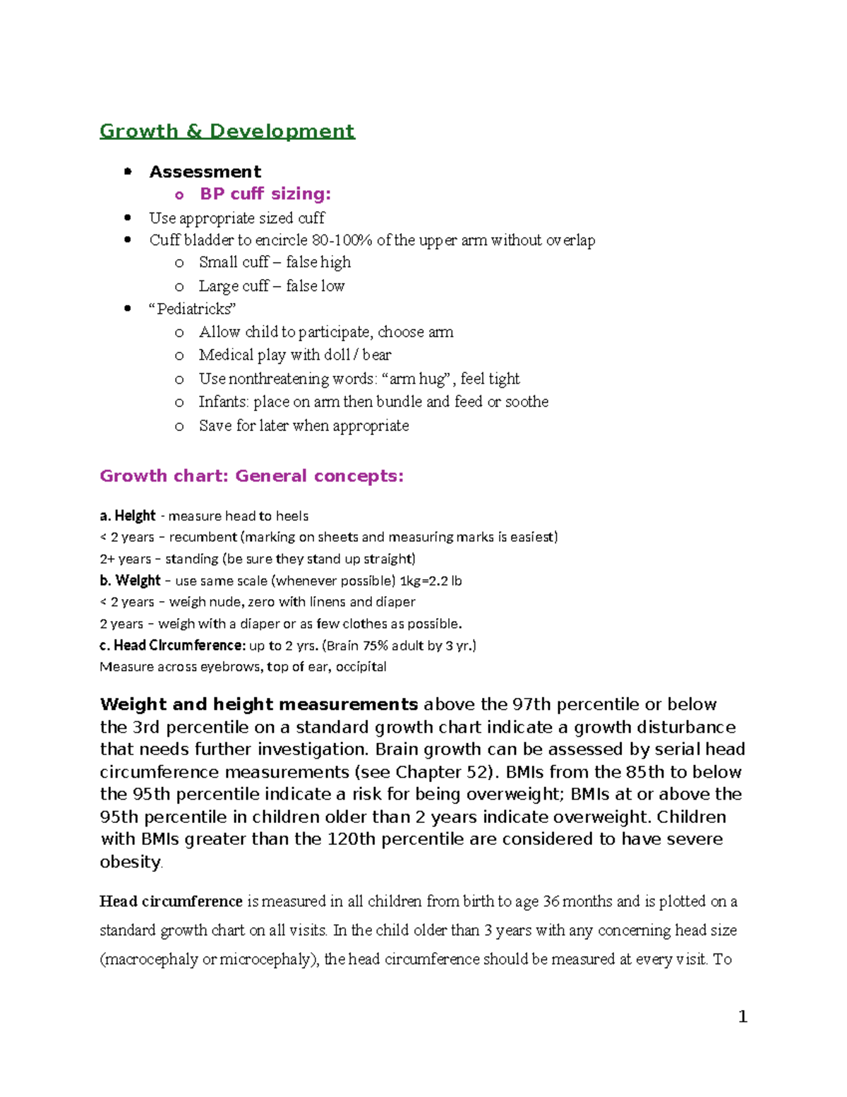 Growth Development Assessment: BP Cuff Sizing and Vital Signs in ...