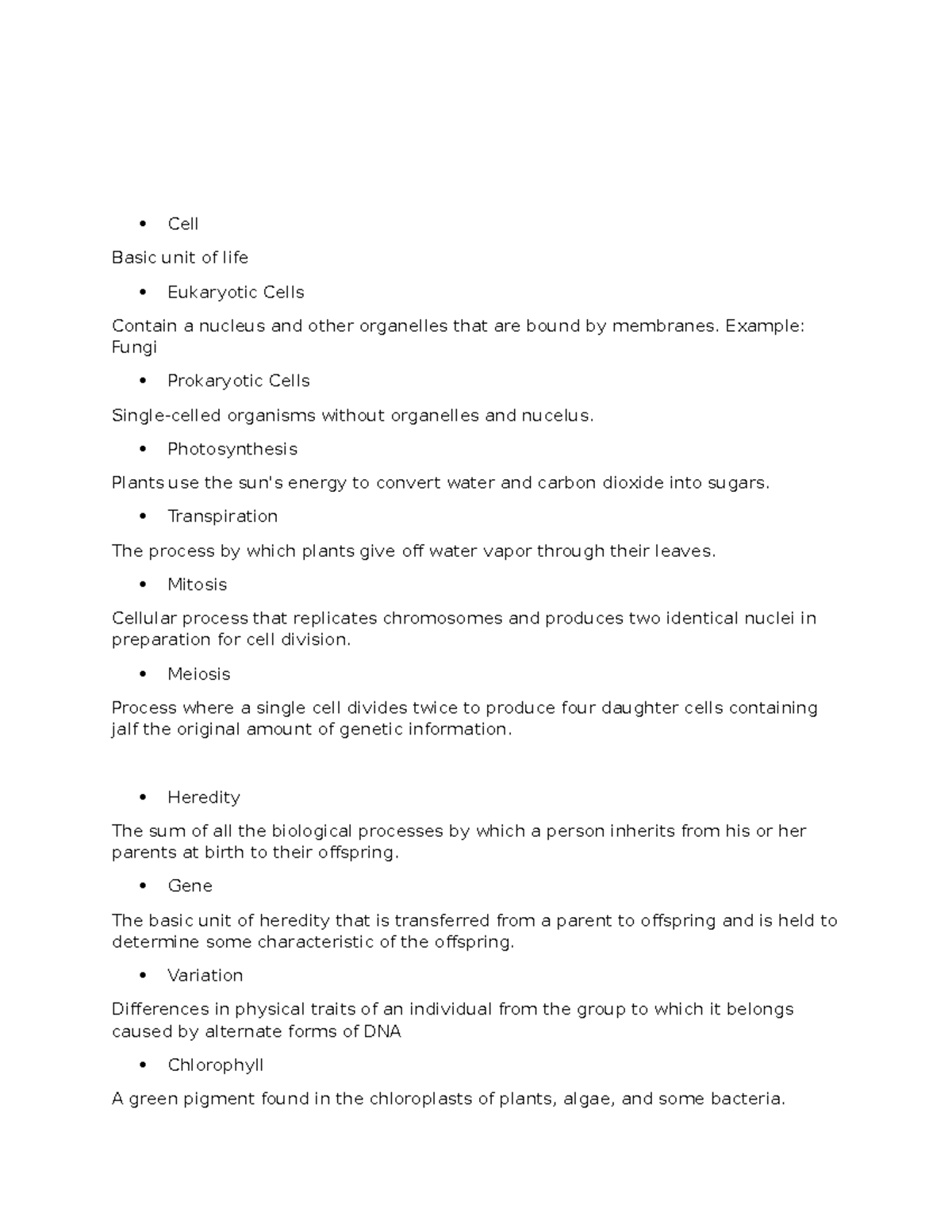 Biology 101: Cell Structure, Function, and Genetic Processes Review ...