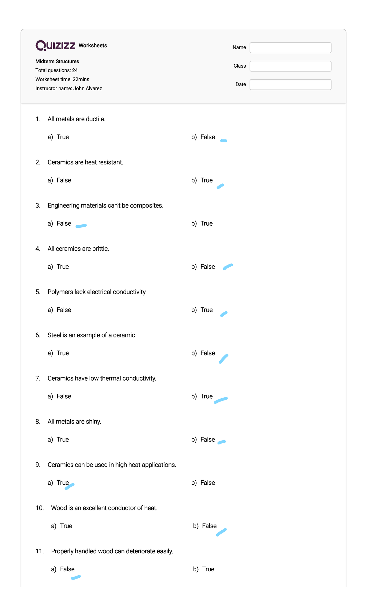 Midterm Exam Review: Structures Class (Total Qs: 24) - Studocu