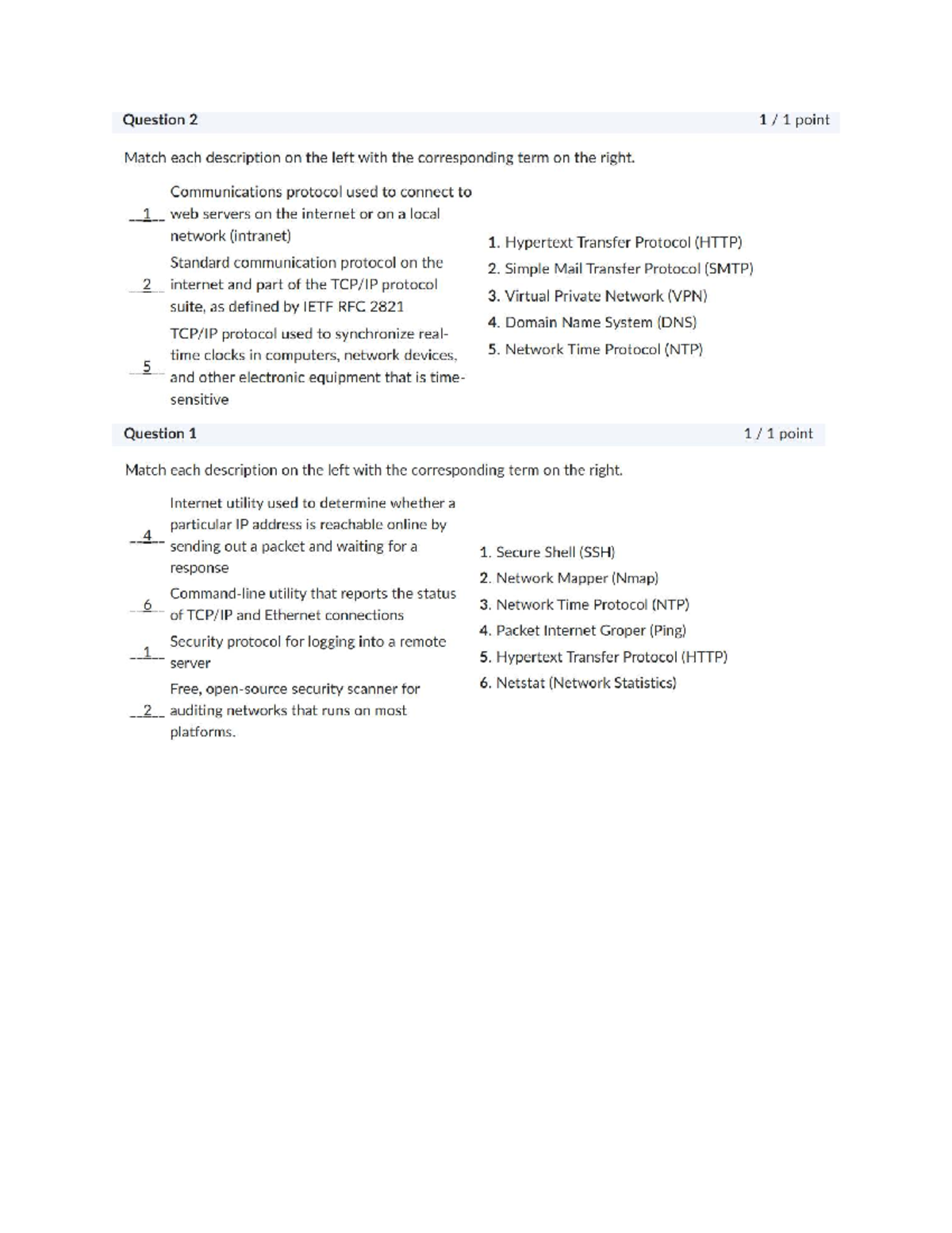 CYB-210 1-0 Quiz: Matching Networking Protocols and Utilities - Studocu