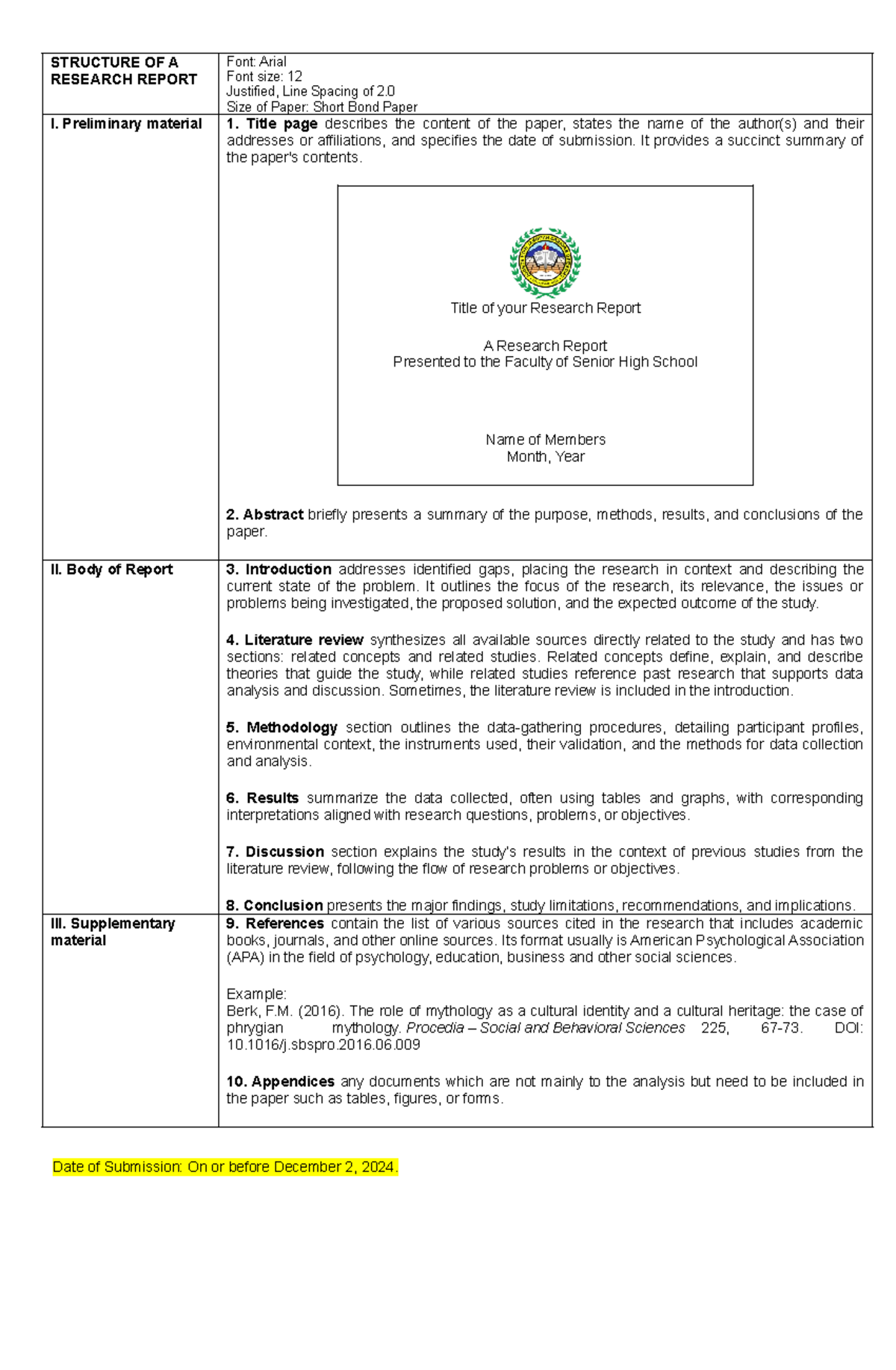 Guidelines - Writing a Research Report - STRUCTURE OF A RESEARCH REPORT ...