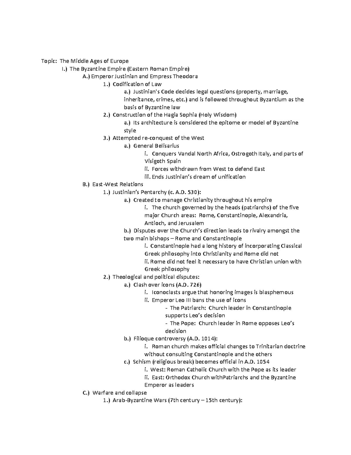 Unit 7: Middle Ages of Europe - Comprehensive Study Notes - Studocu
