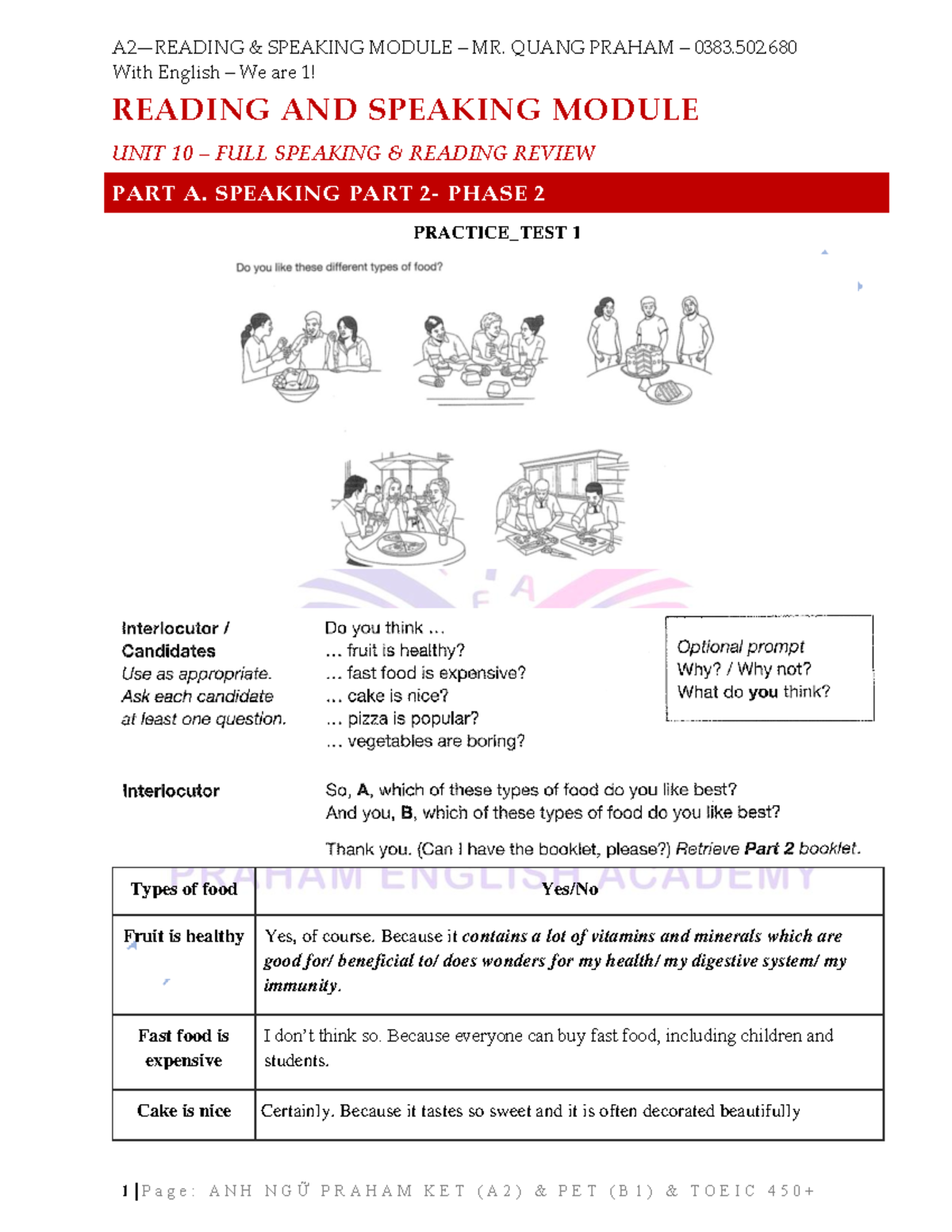 Lesson 10 Reading AND Speaking A2 ( Revised) - With English – We are 1 ...