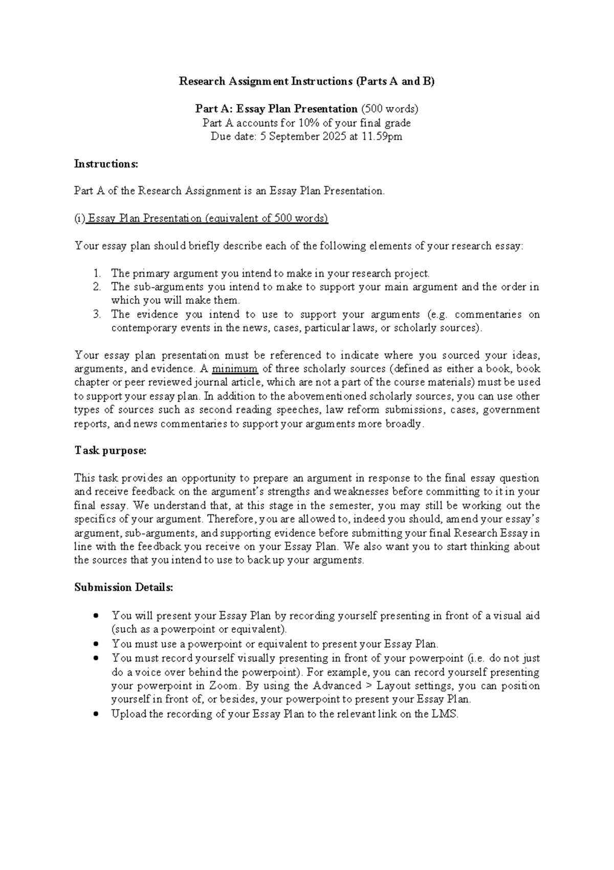 LAW1PPL Research Assignment: Essay Plan & Final Essay Instructions 2025 ...