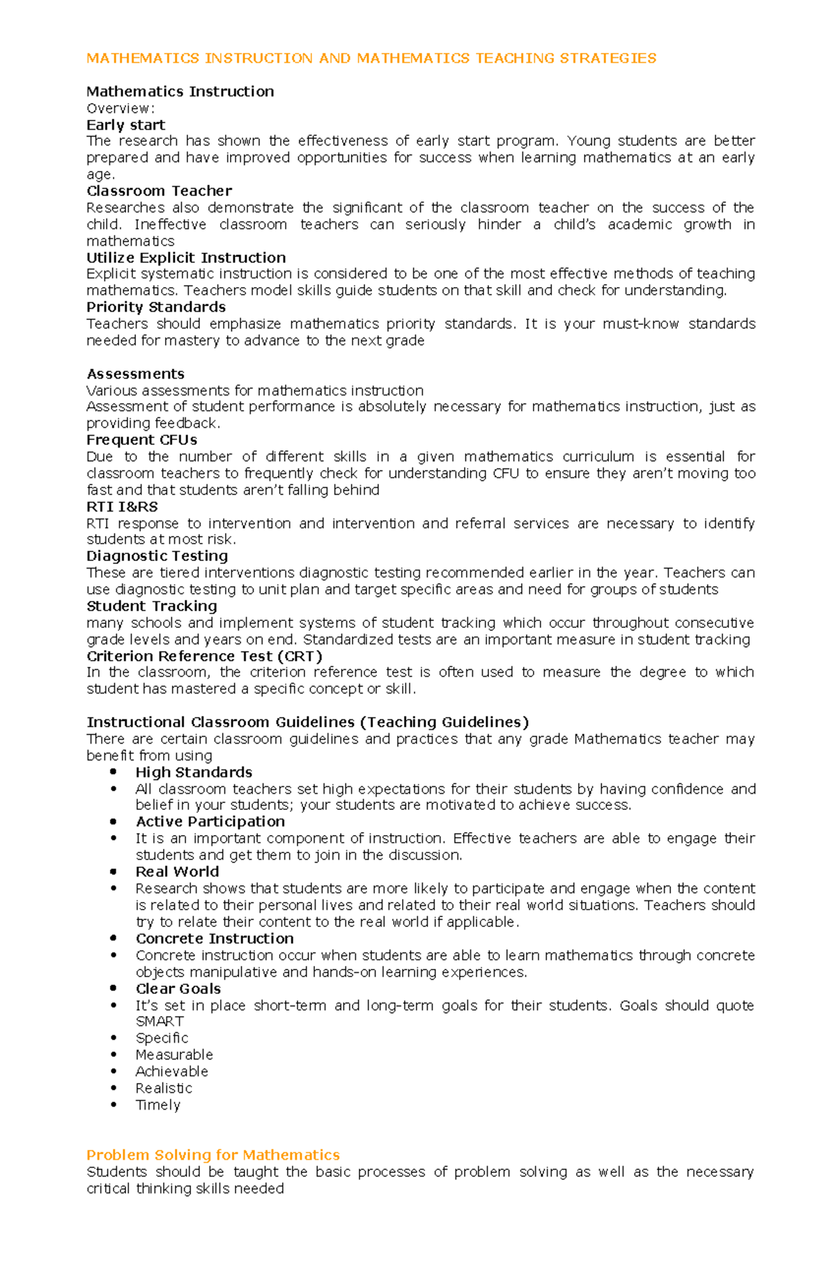 MATH 69 Midterm Period 2: Effective Mathematics Instruction Strategies ...