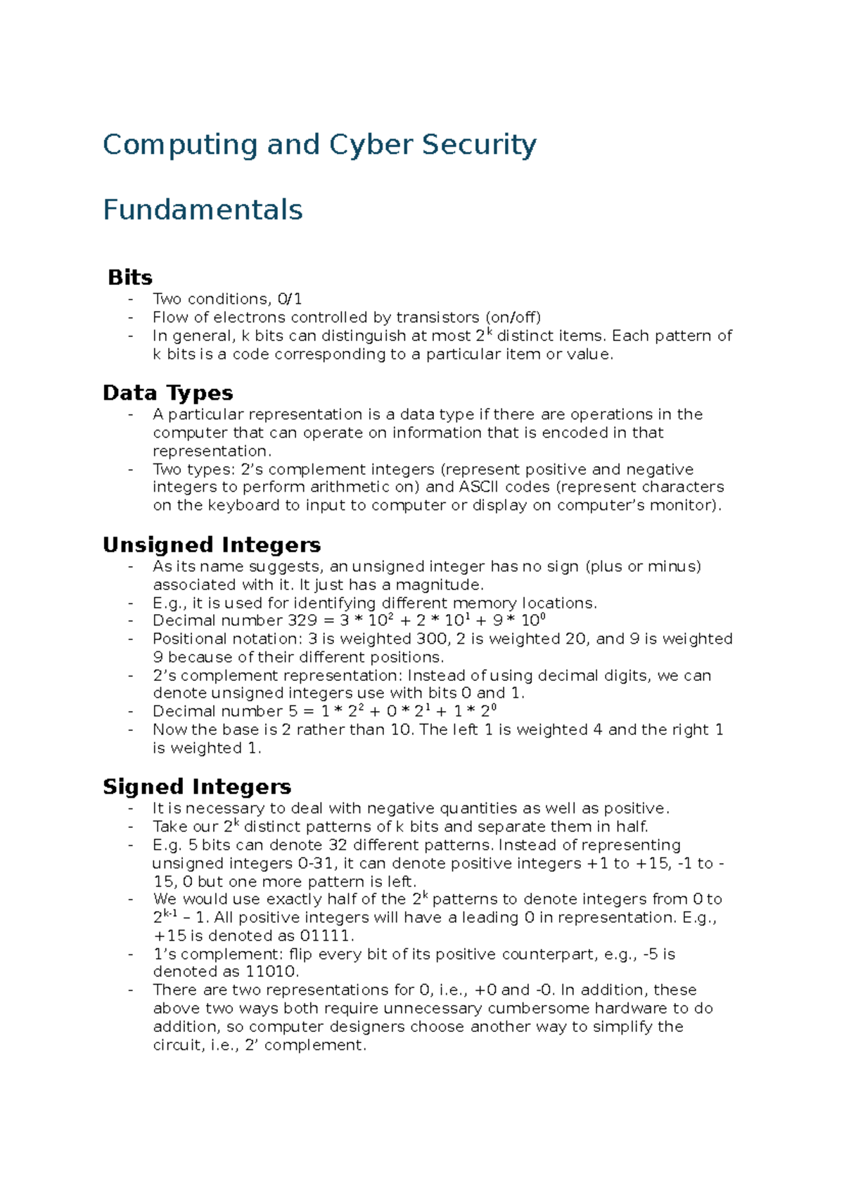 CCS 101: Computing and Cyber Security Fundamentals Notes - Studocu
