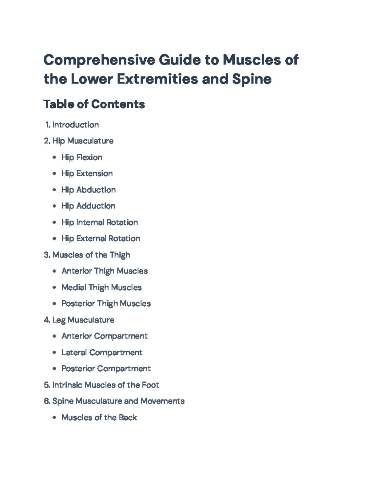 Comprehensive Guide to Lower Extremities and Spine Musculature ...