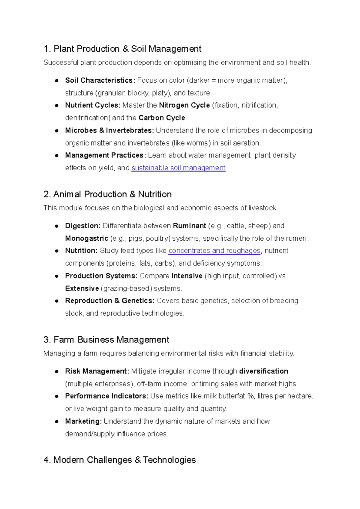 Agriculture Notes: Soil & Plant Production, Animal Nutrition, Farm ...