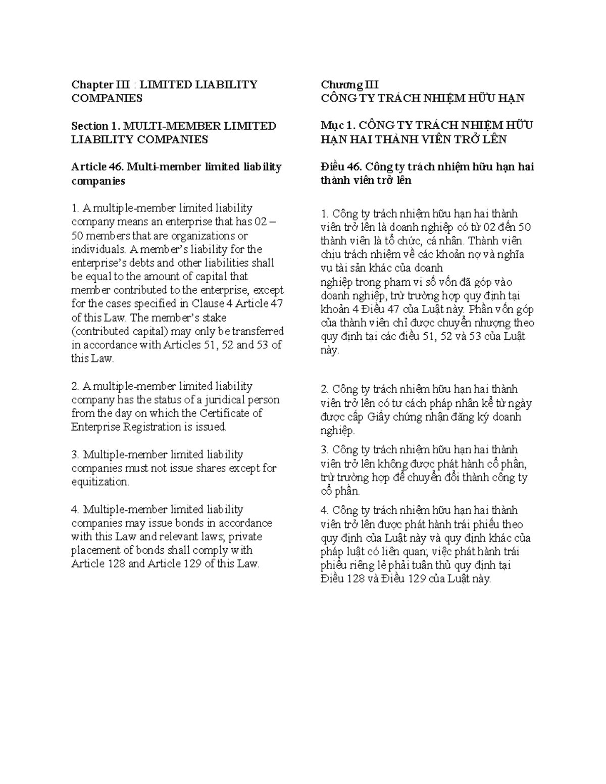 Lesson 3: Chapter III - Multi-Member Limited Liability Companies - Studocu