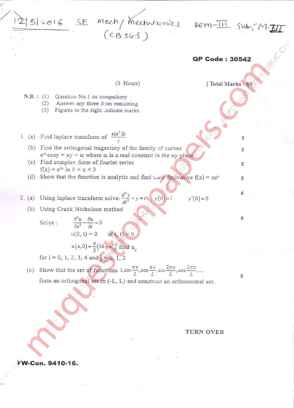 SE - Mechatronics SEM3 M3 Exam Paper May 2016 (QP Code: 30542) - Studocu