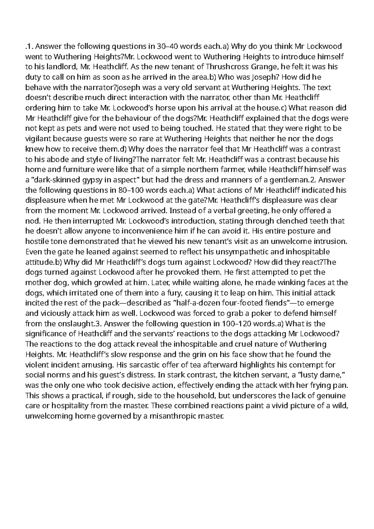 ENG 101: Wuthering Heights Analysis - Mr. Lockwood's Encounter - Studocu