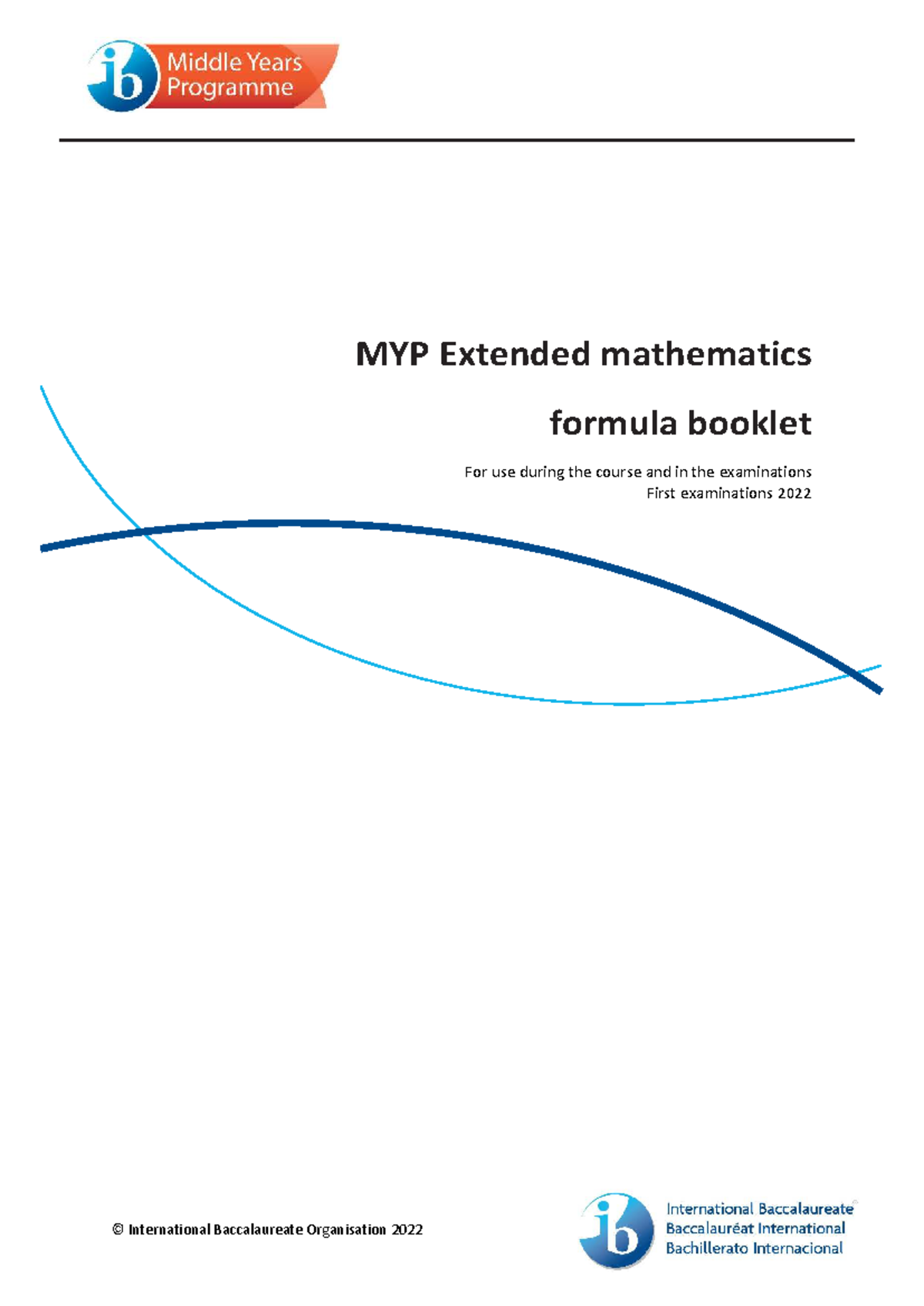 Extended mathematics formula booklet - © International Baccalaureate ...