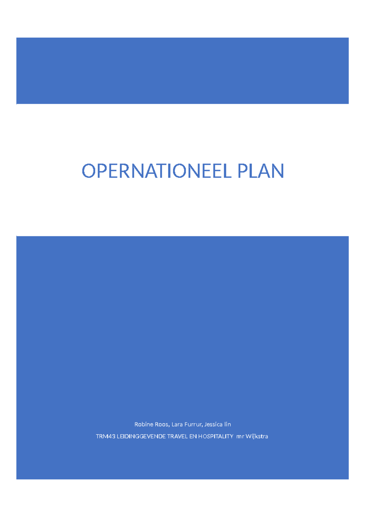 Fletcher - Operationeel Plan TRM43 Leidinggevende Travel en Hospitality ...