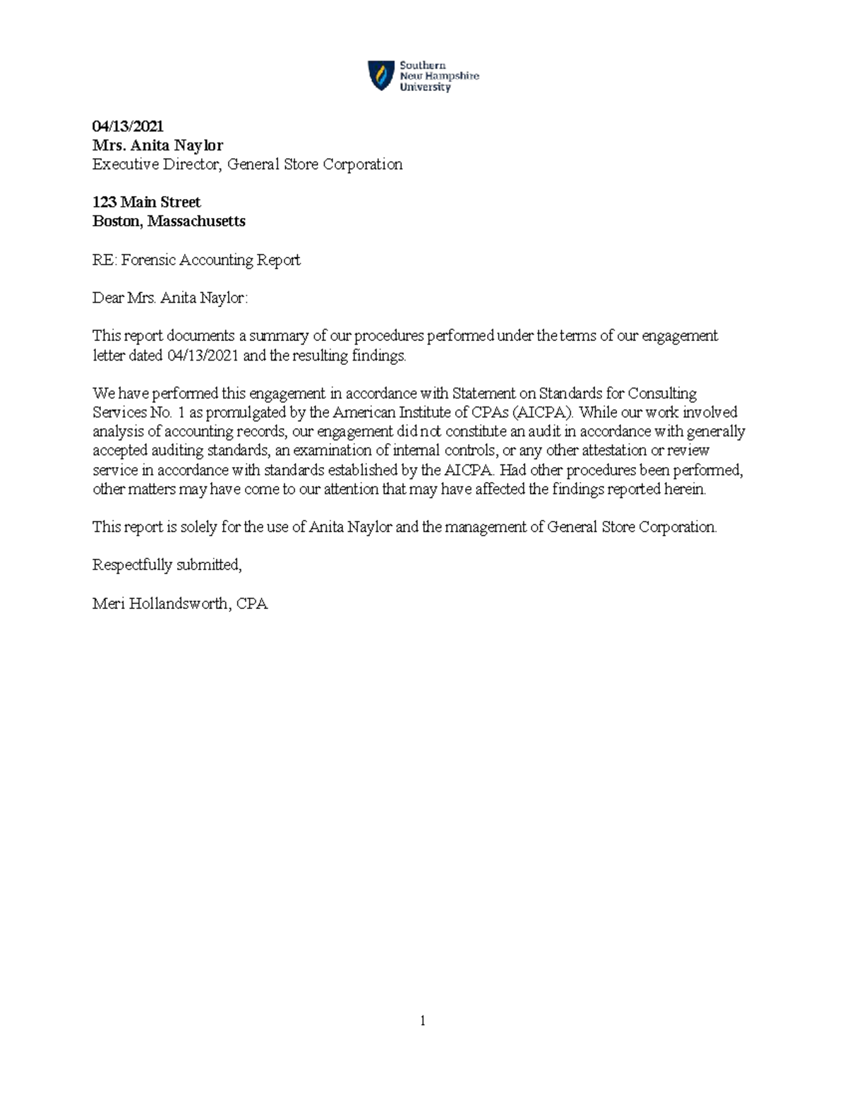 ACC 427 - Forensic Accounting Report: Findings and Recommendations ...