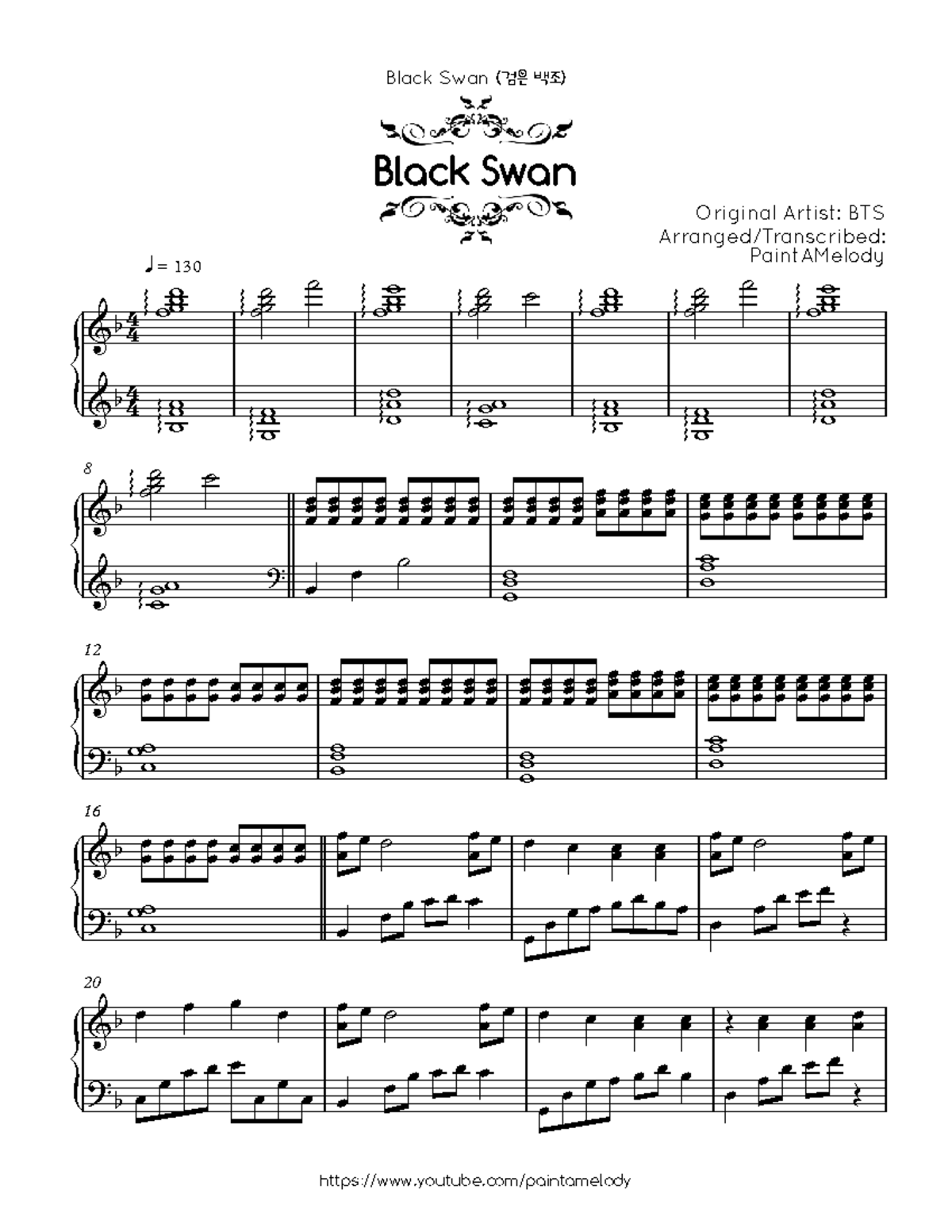 Black Swan (검은 백조) - Music Sheet for BTS - Studocu
