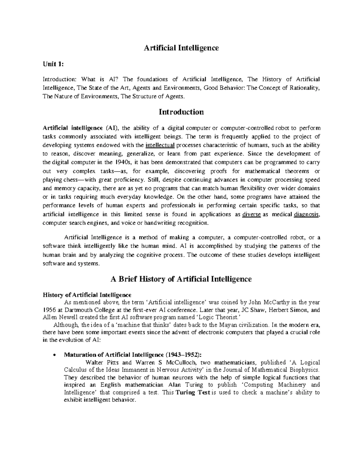 AI Unit 4 - Unit 4 - Uncertain Knowledge and Reasoning: Acting under Uncertainty, Basic ...