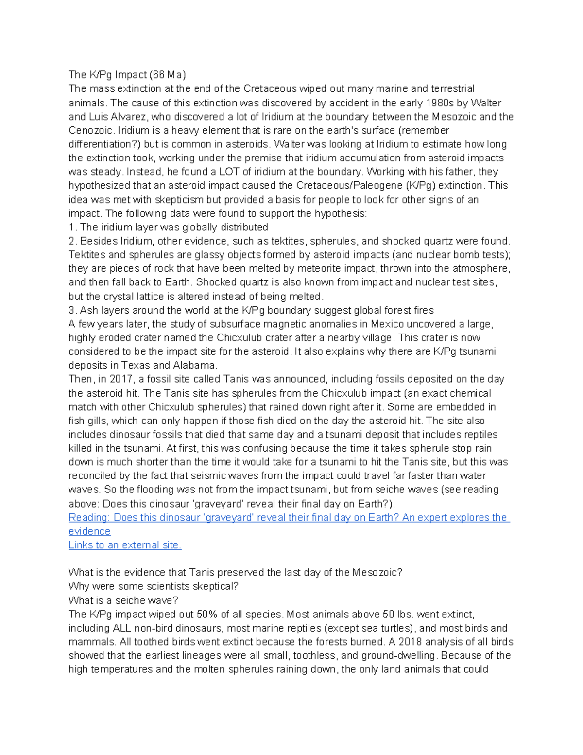 K/Pg Impact: Evidence of Mass Extinction and Adaptive Radiation Effects ...