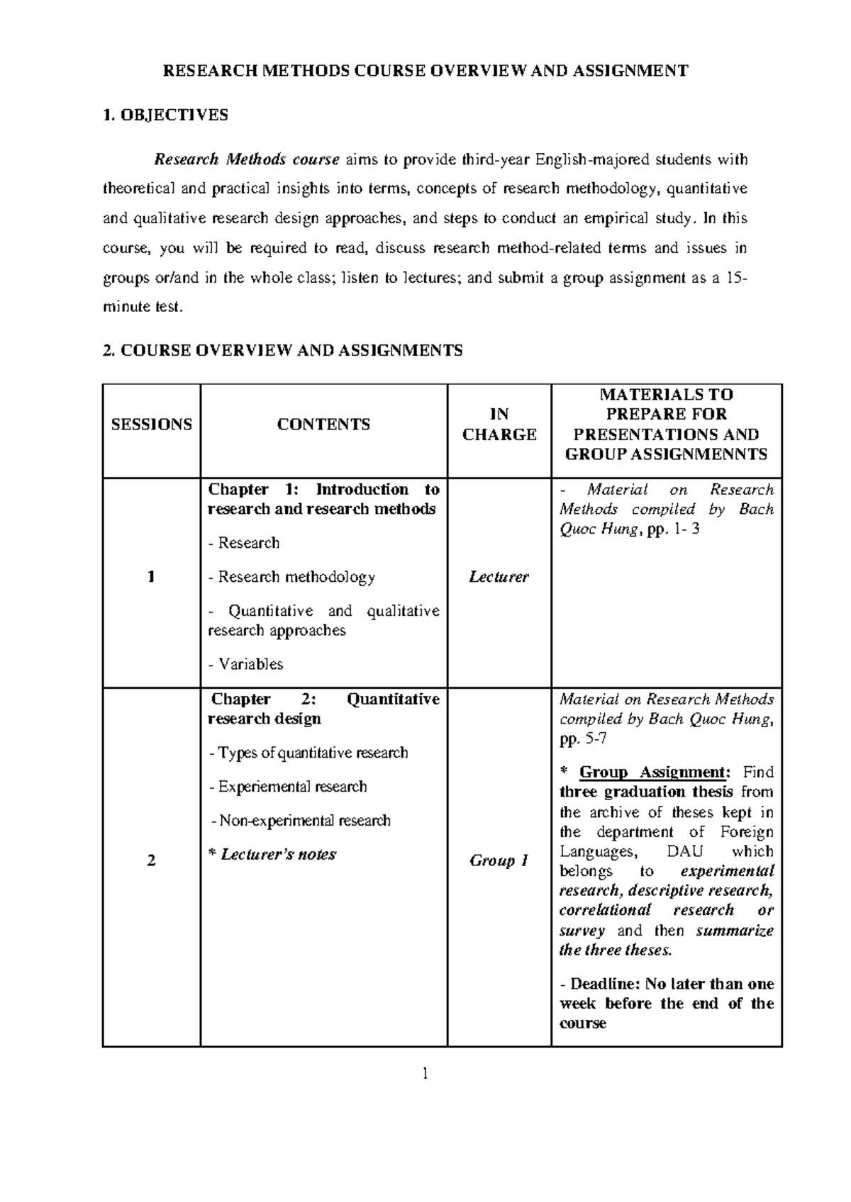 RM 101: Research Methods Course Overview & Assignments Guide - Studocu