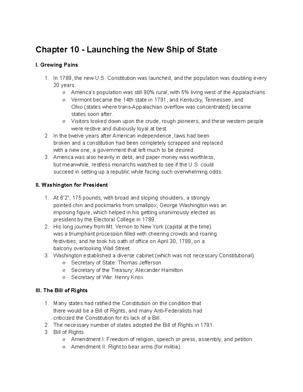 APUSH Chapter 10: The Launch of the New Ship of State - Studocu