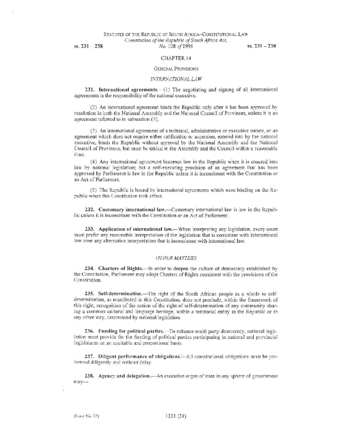 STATUTES OF THE REPUBLIC OF SOUTH AFRICA: Constitution Overview - Studocu