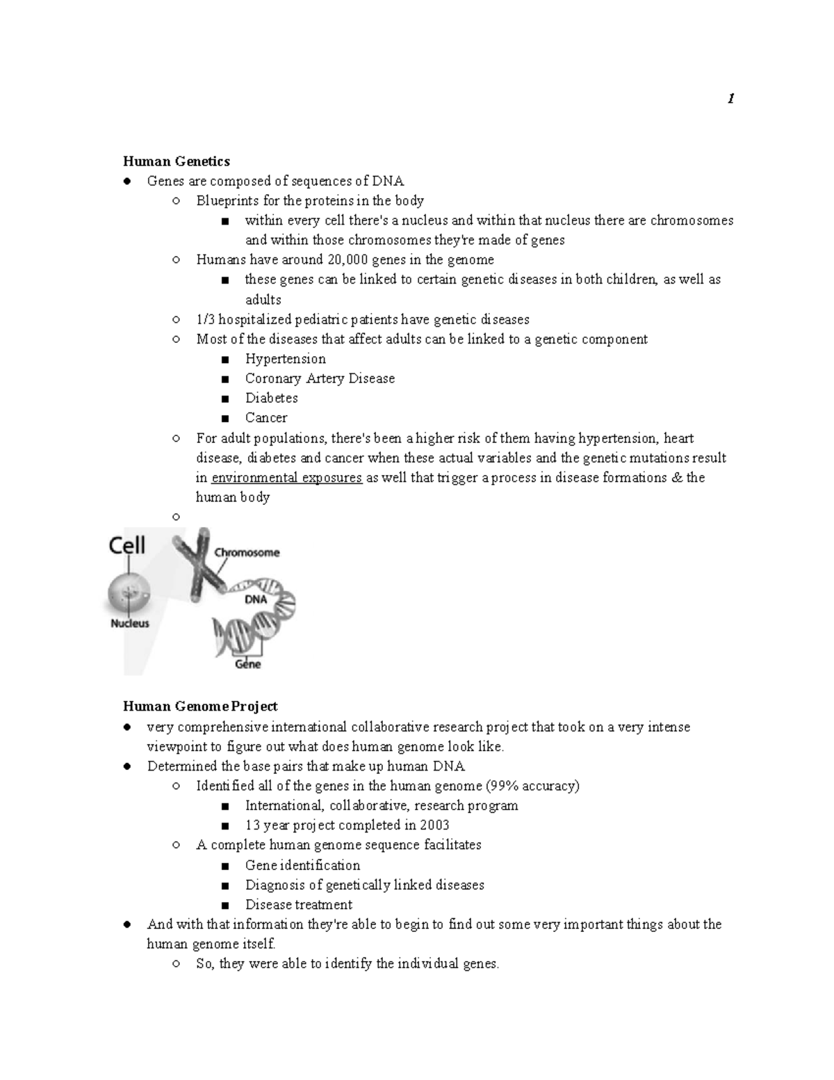 Patho 101: Human Genetics and Disease Connections - Lecture Notes - Studocu