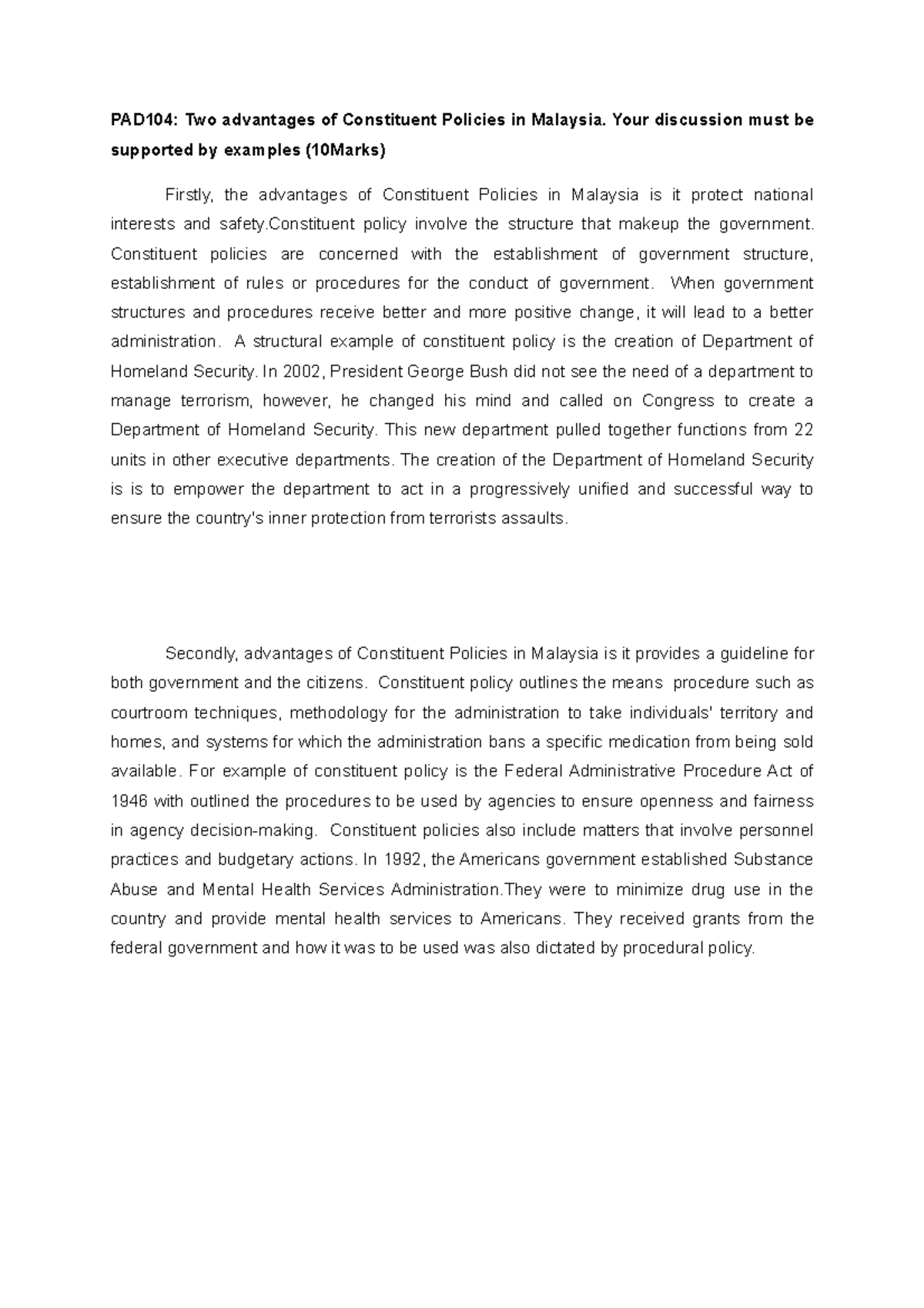 PAD104 Advantages of Constituent Policies in Malaysia - Your discussion ...