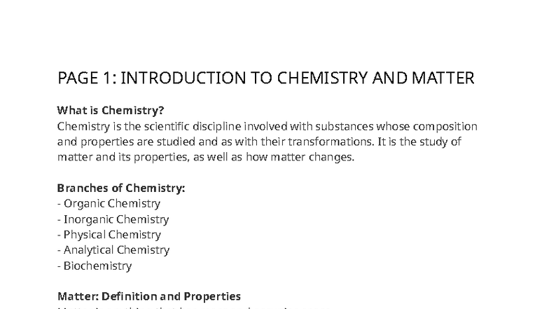 Chemistry 101: Introduction to Matter and Chemical Principles - Studocu