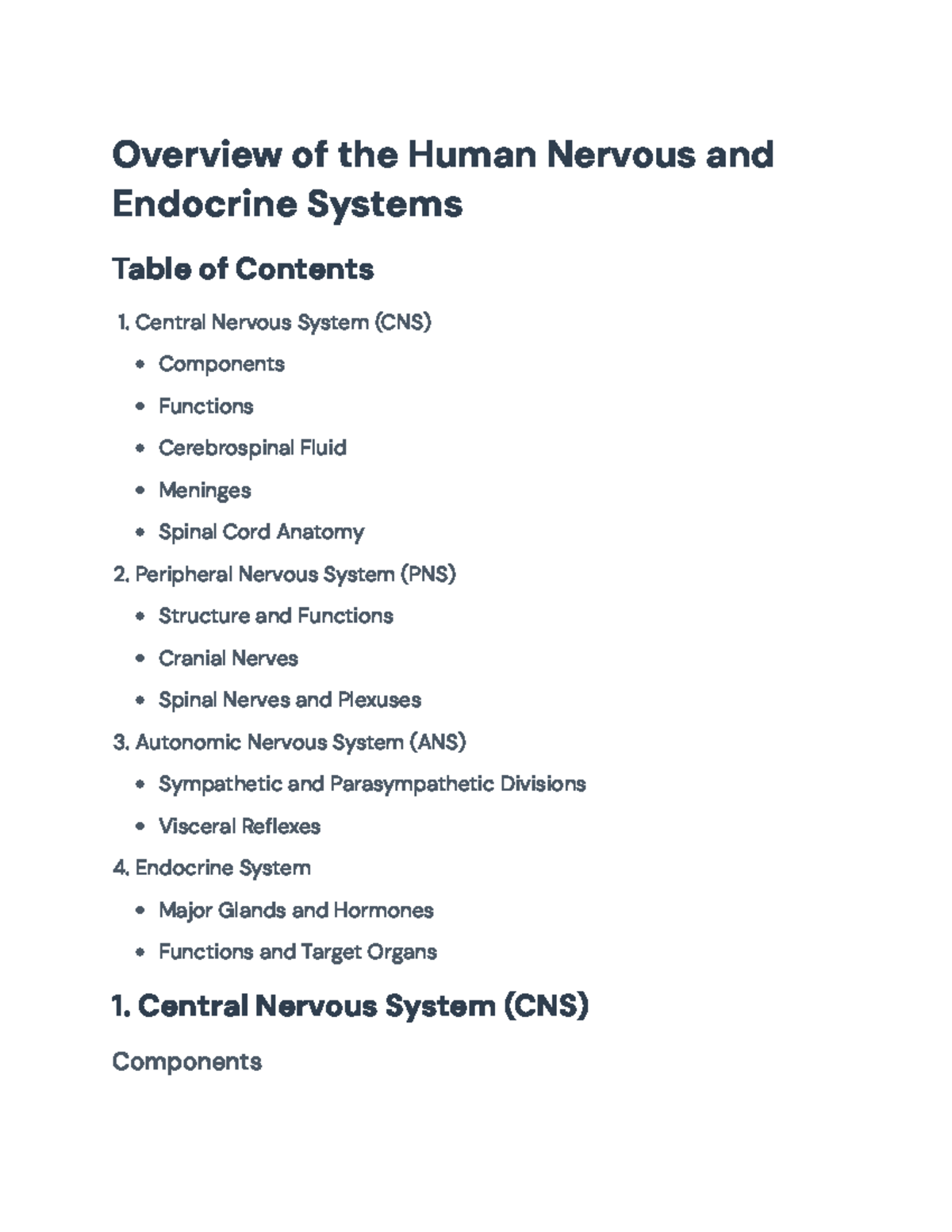 Overview of Human Nervous and Endocrine Systems: Key Functions and ...