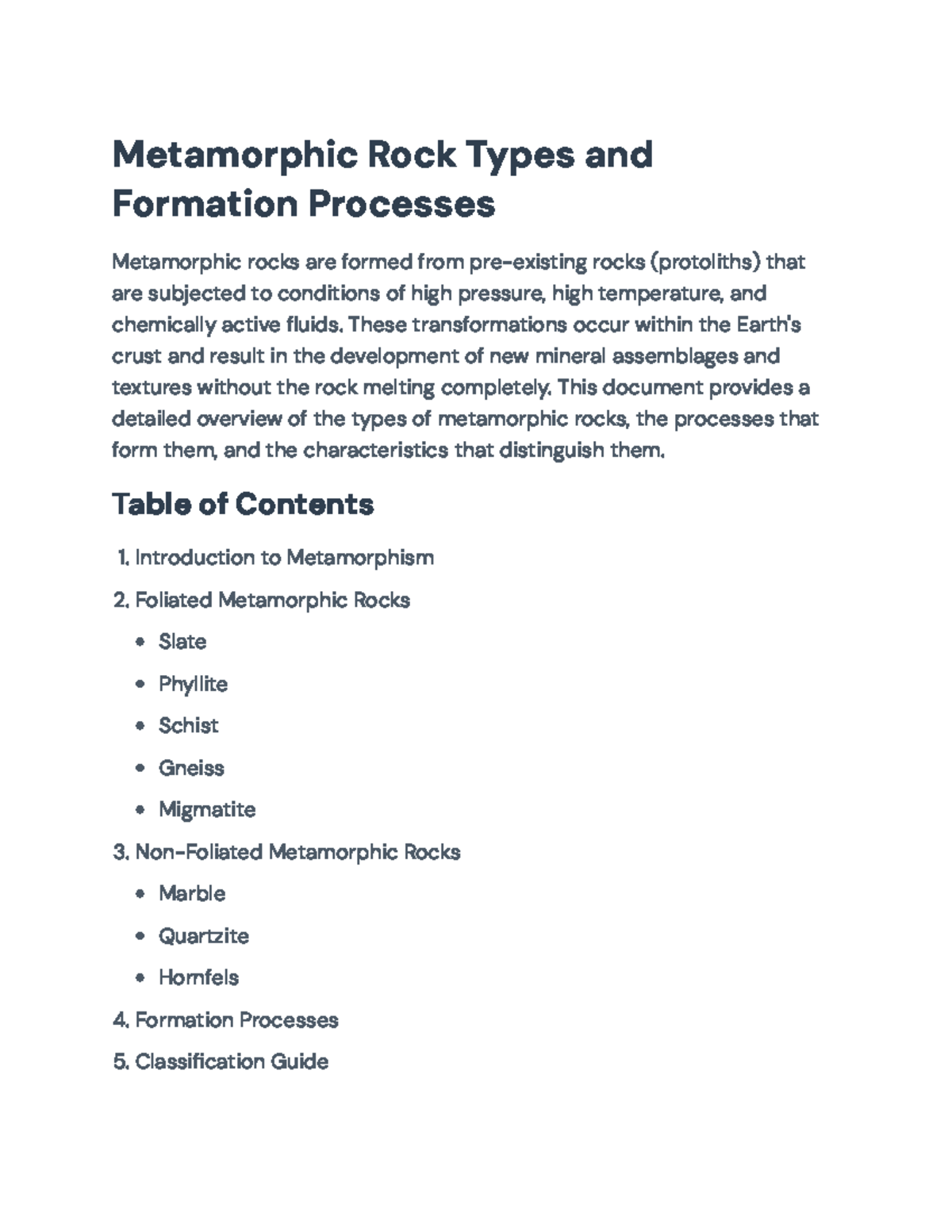 Metamorphic Rock Types and Formation Processes Overview - Metamorphic ...