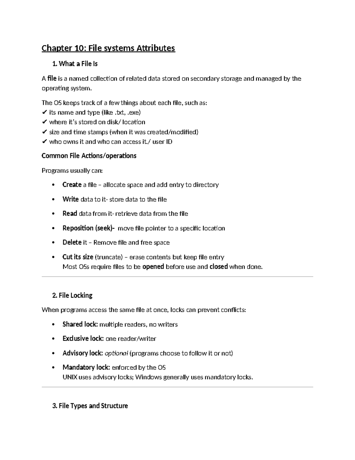 Chapter 10: File Systems Interface Overview and Key Concepts - Studocu
