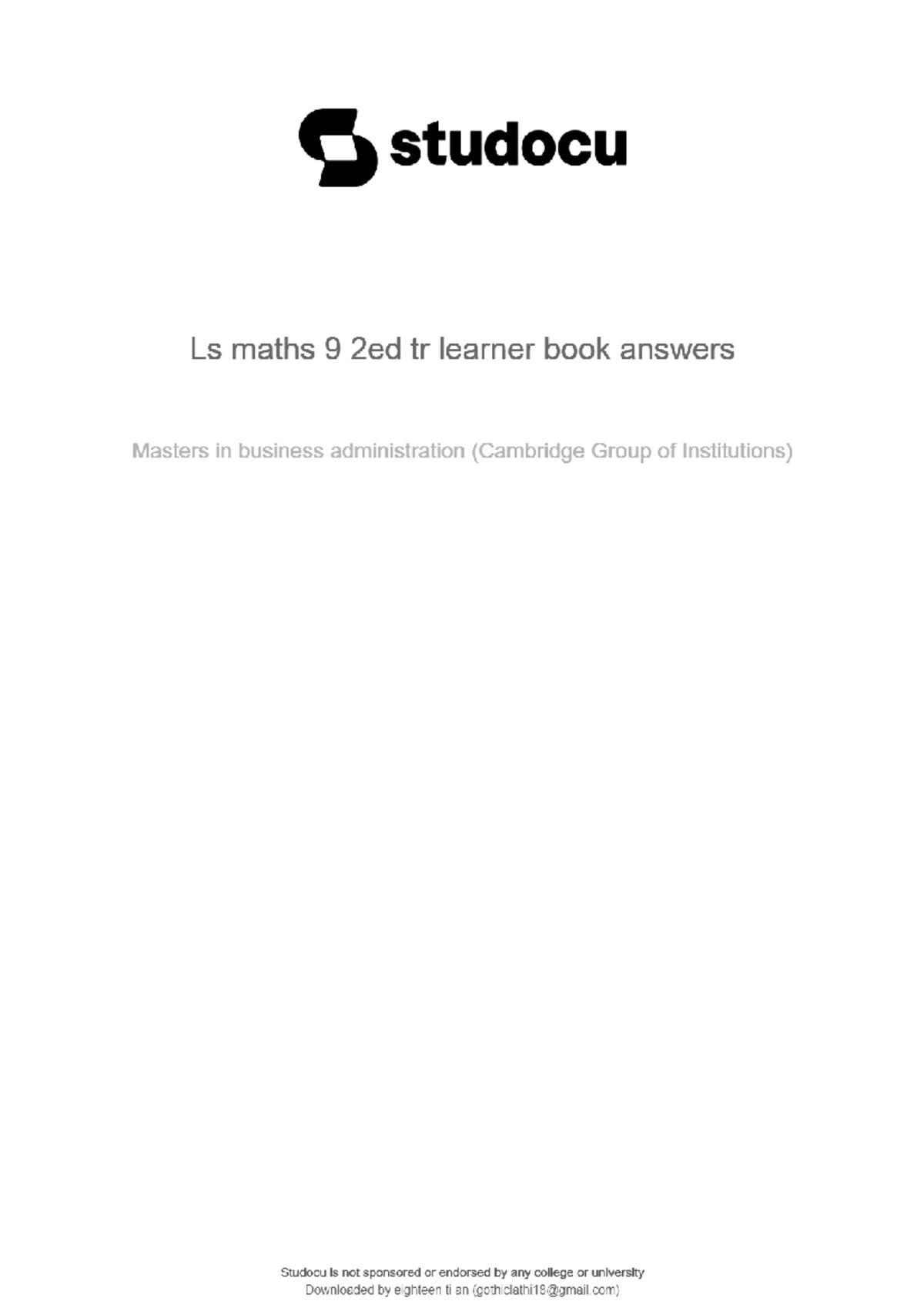 Ls maths 8 2ed tr learner book answers - A Level Math - Studocu