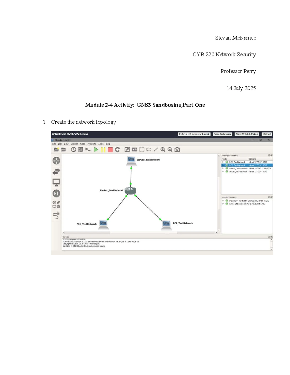 CYB220 1-2 Packet Tracer Stevan Mc Namee - CYB-220 - Stevan McNamee ...