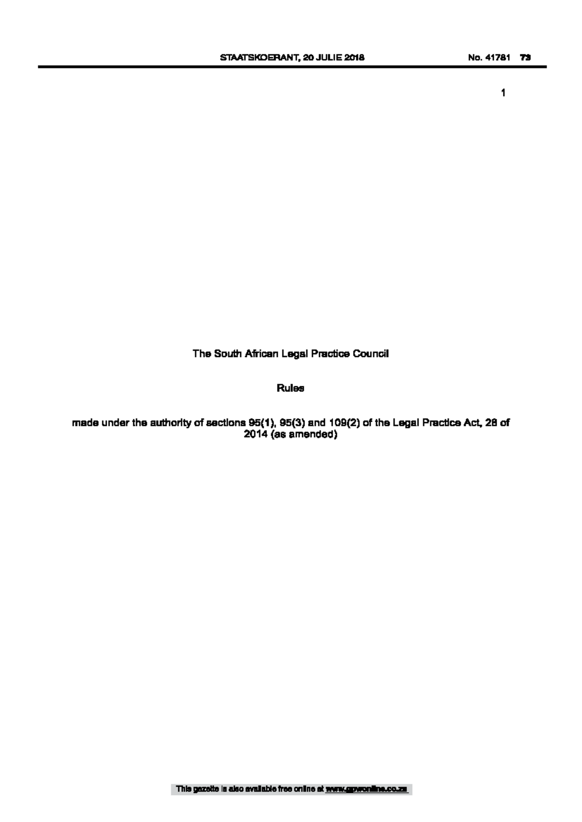 Rules of the LPC: South African Legal Practice Council Regulations ...