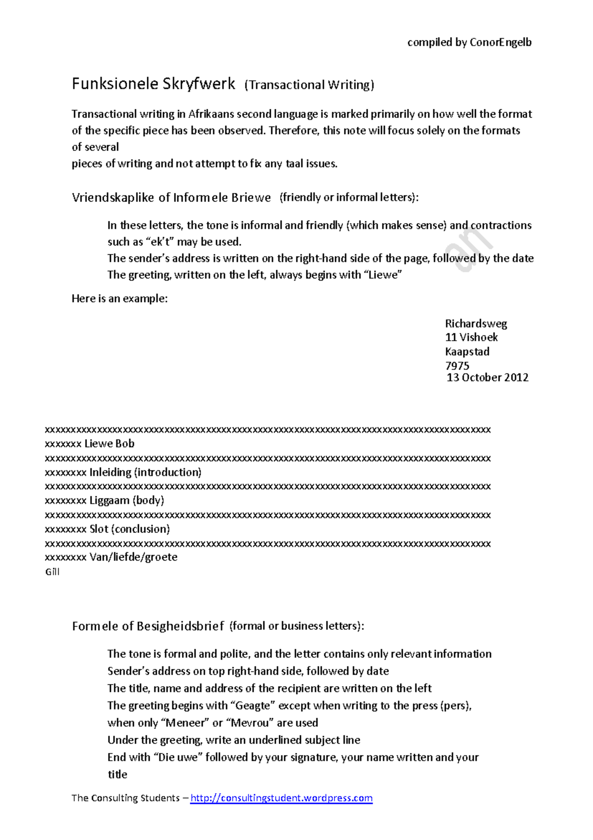 Funksionele Skryfwerk Grade 7: Transactional Writing Formats - Studocu