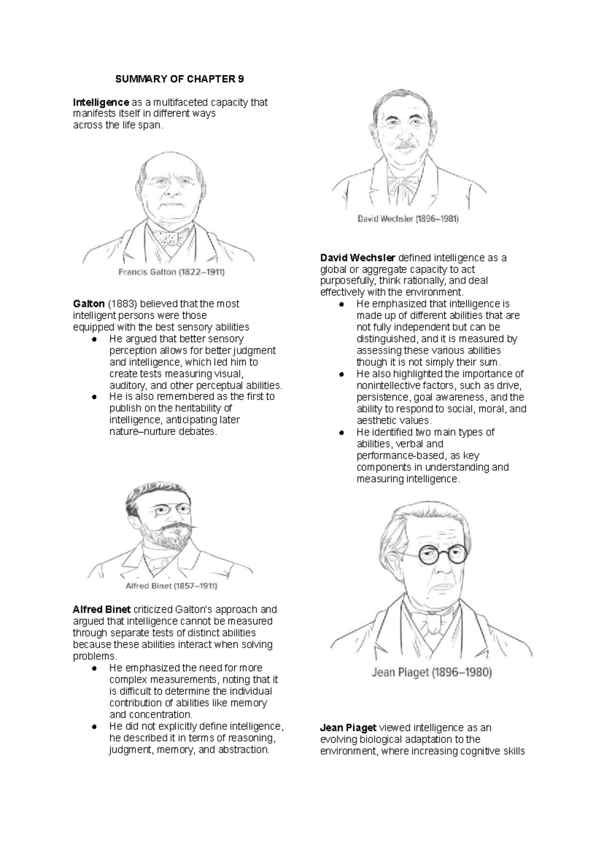 Summary of Chapters 9 & 10: Intelligence Theories and Learning ...