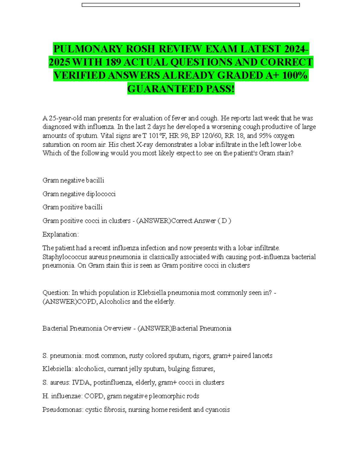 Pulmonary ROSH Review EXAM Latest 2024 - PULMONARY ROSH REVIEW EXAM ...