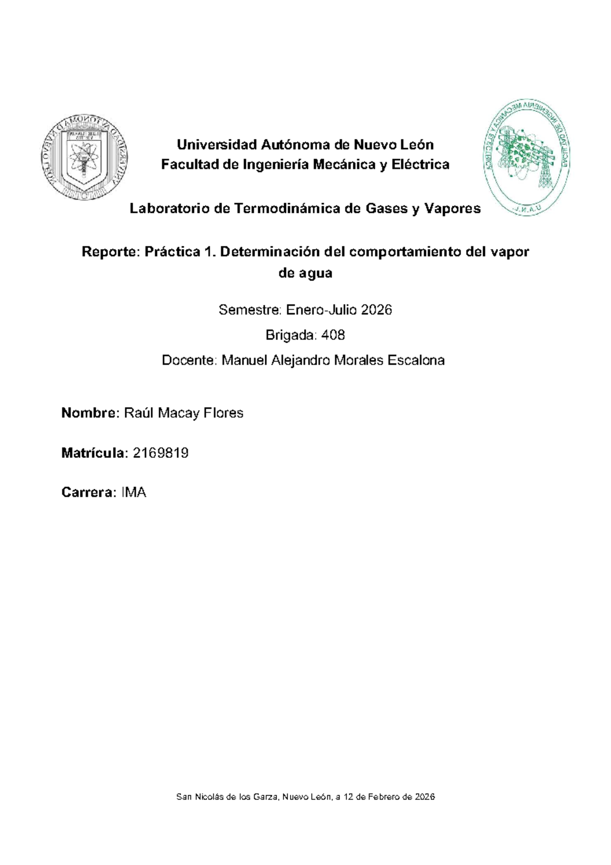 Manual De Laboratorio Termodinámica De Gases Y Vapores Práctica 1