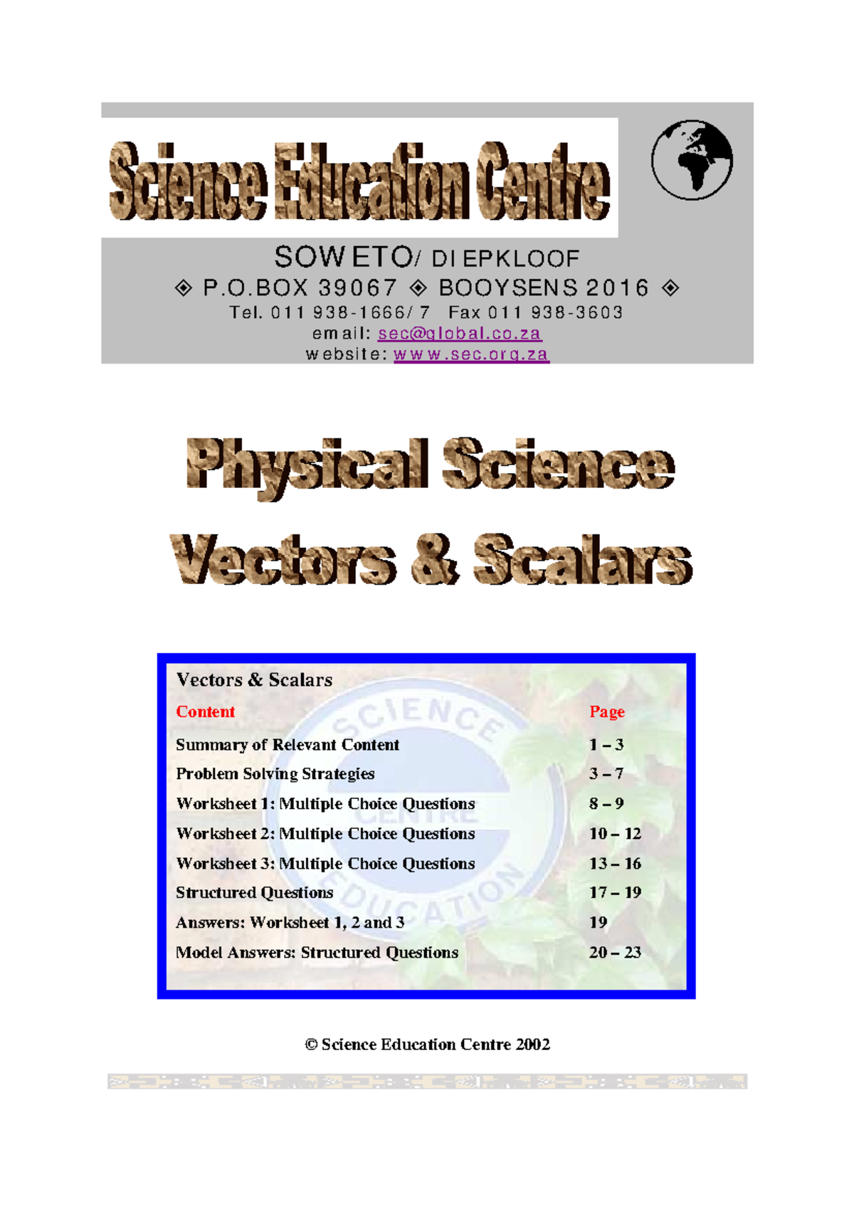 Grade 12 Vectors & Scalars Lesson Plan: Insights and Activities - Studocu