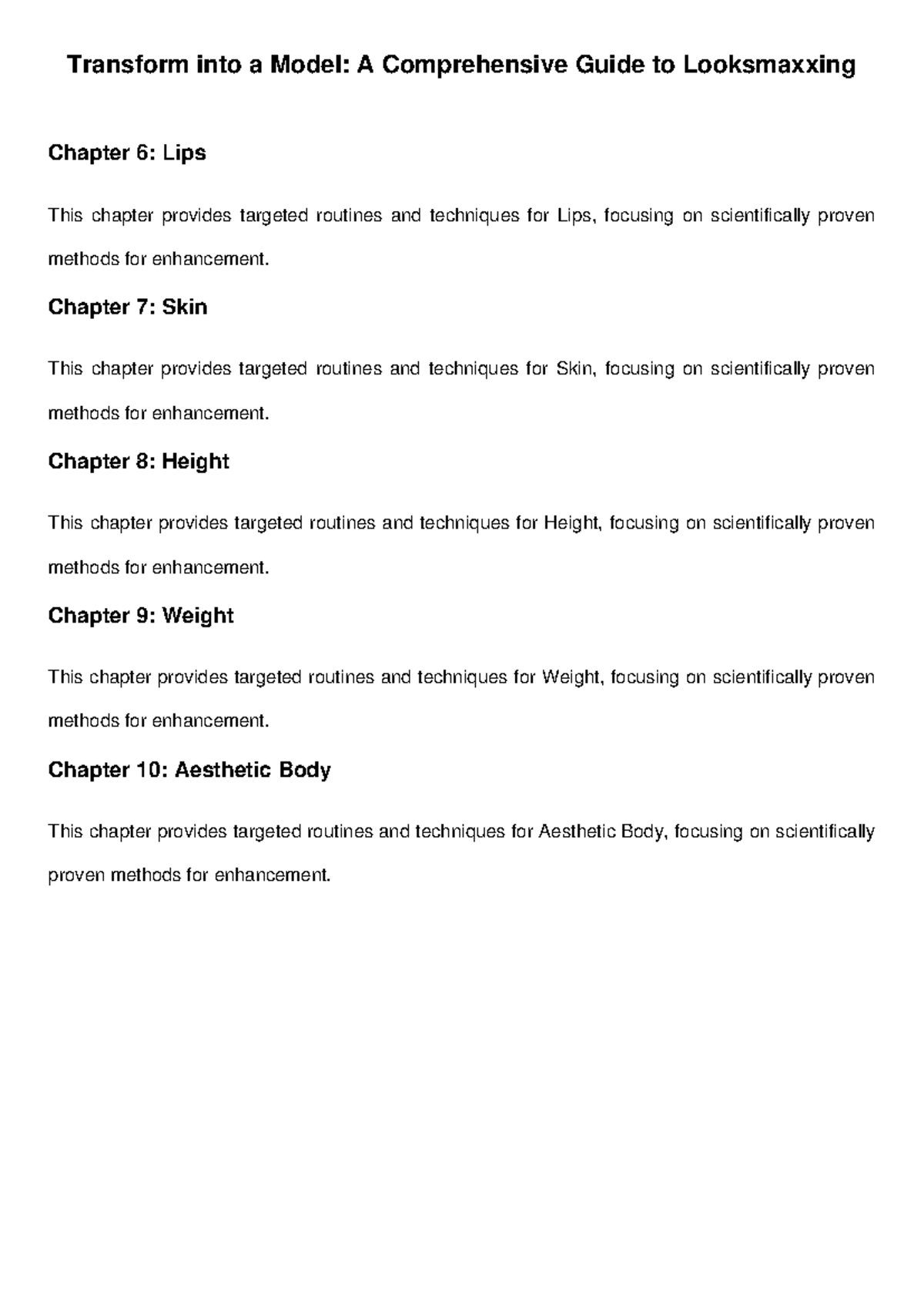 Looksmaxxing Guide Chapters 6 to 10 - Transform into a Model: A ...