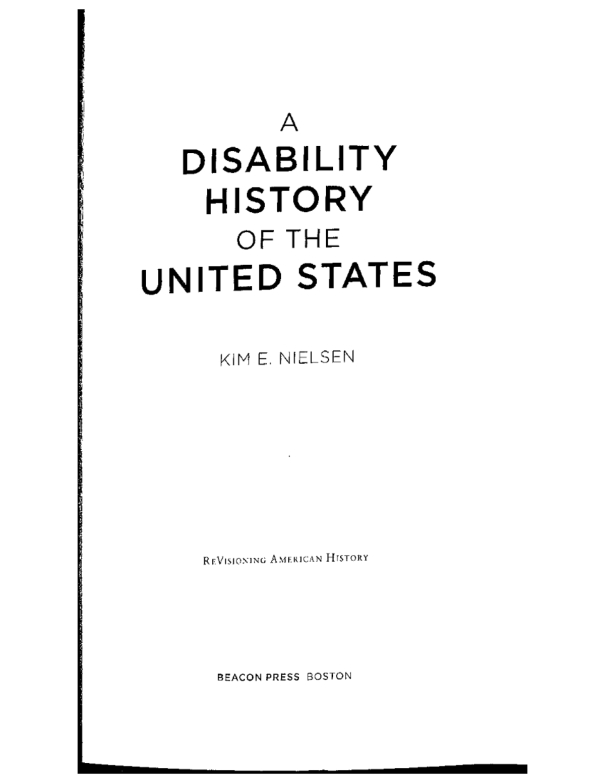 A Disability History of the United States: Colonial Perspectives on ...