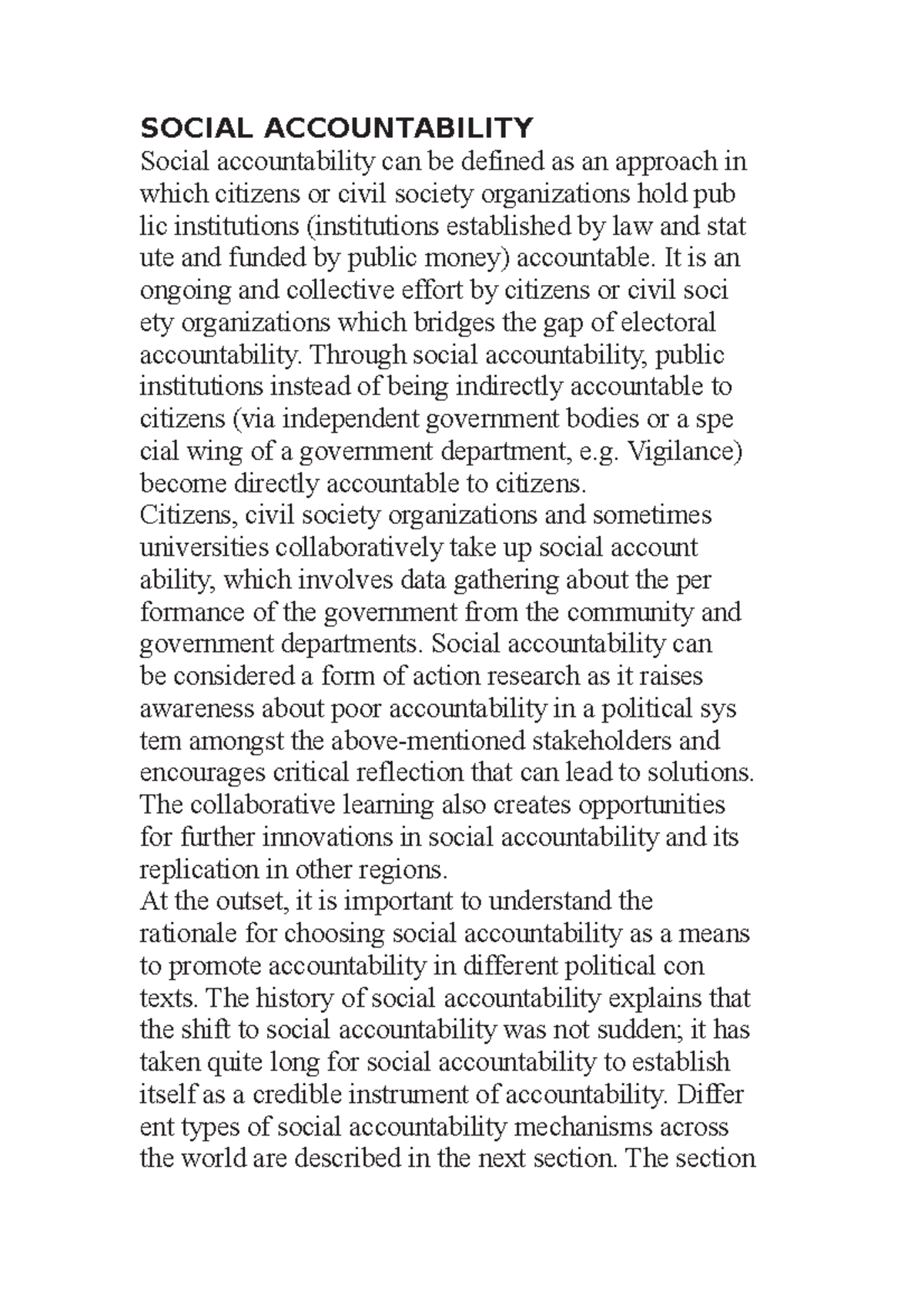Social Accountability - SOCIAL ACCOUNTABILITY Social accountability can ...