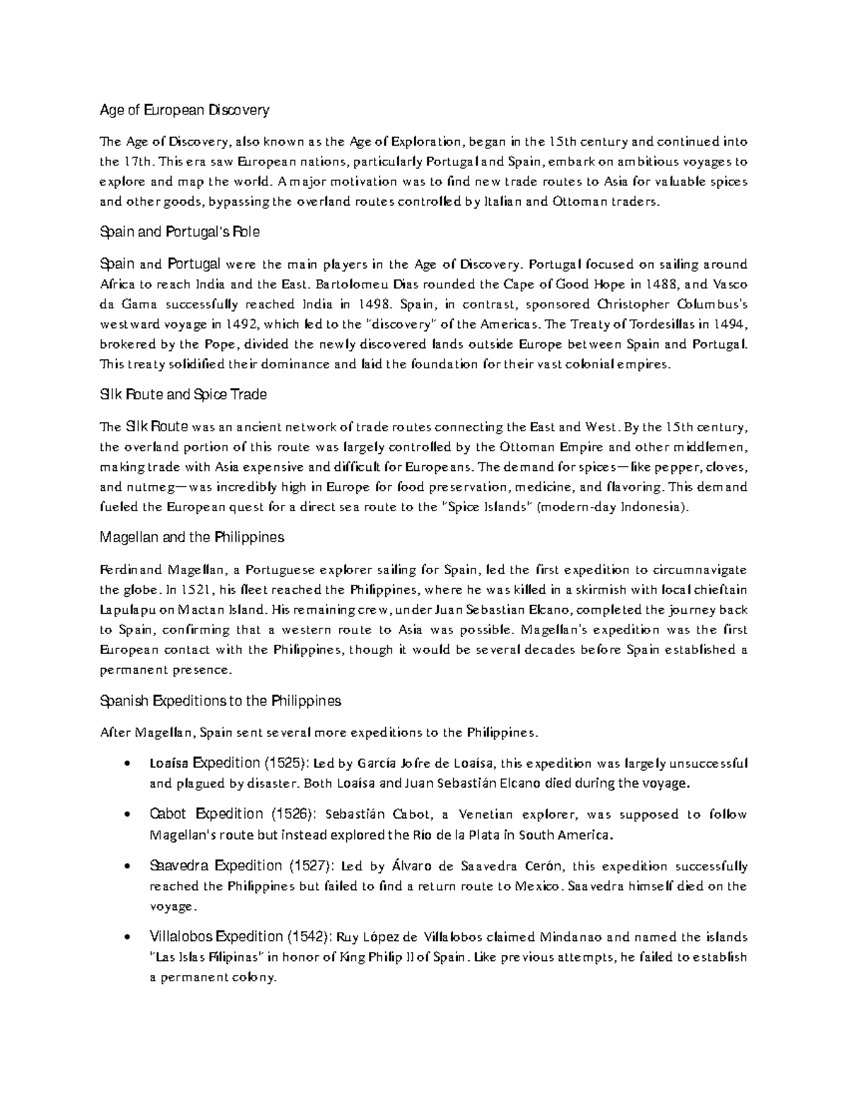 History#3 - Age of European Discovery and Spanish Colonization - Studocu