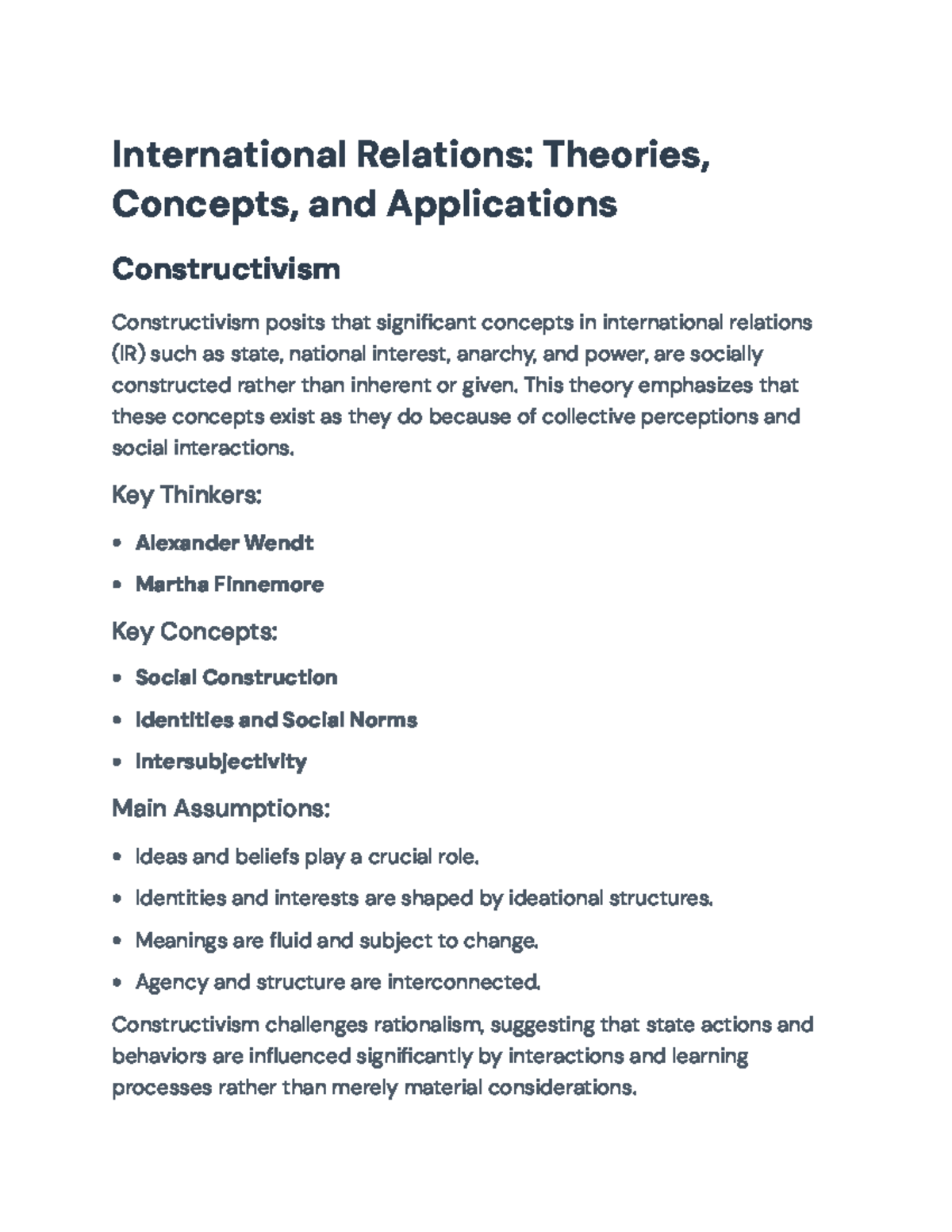 IR Theories: Constructivism, Realism & Liberalism Overview and Analysis ...