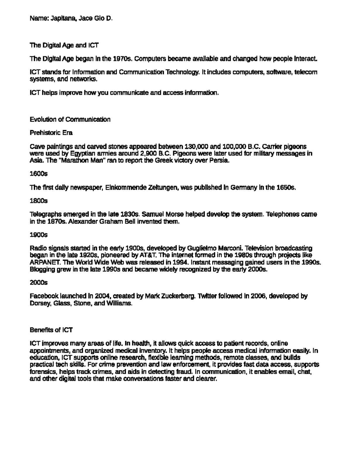 ICT Evolution and Impact in the Digital Age: A Study Guide - Studocu