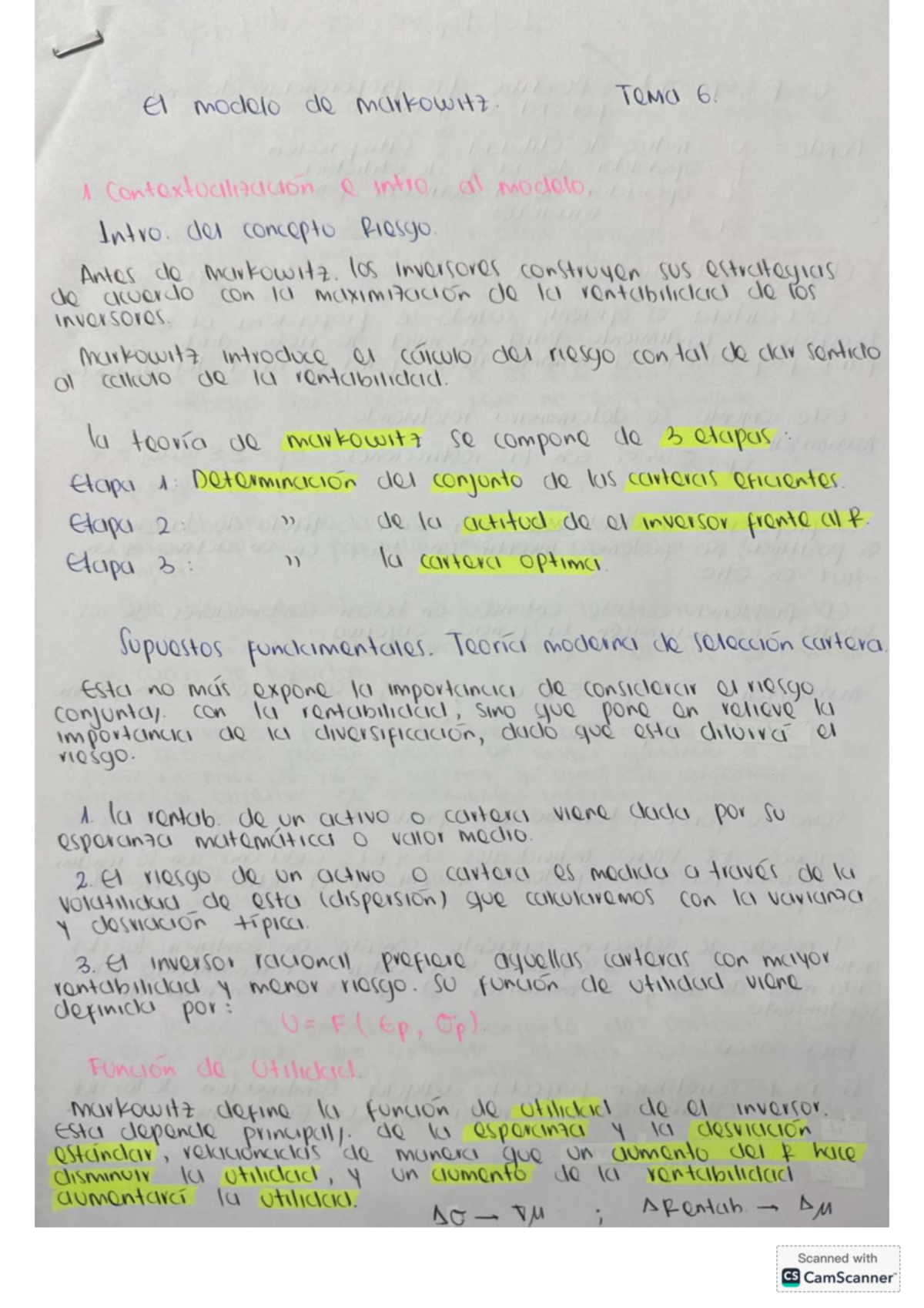 Resumen del Modelo de Markowitz - TeMa 6: Contextualización y Riesgo ...