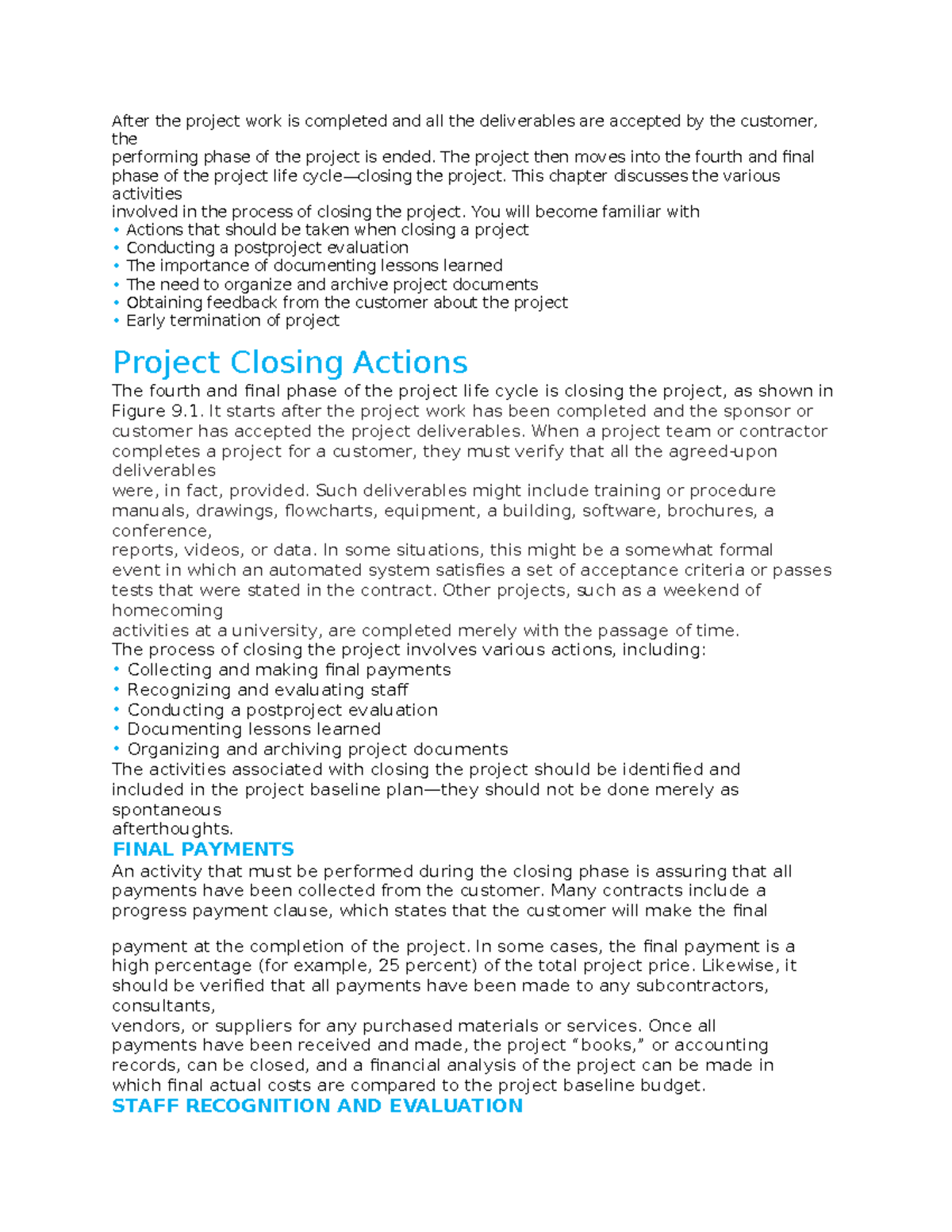 Post-Project Evaluation & Lessons Learned Report (Course Code: PPM 101 ...
